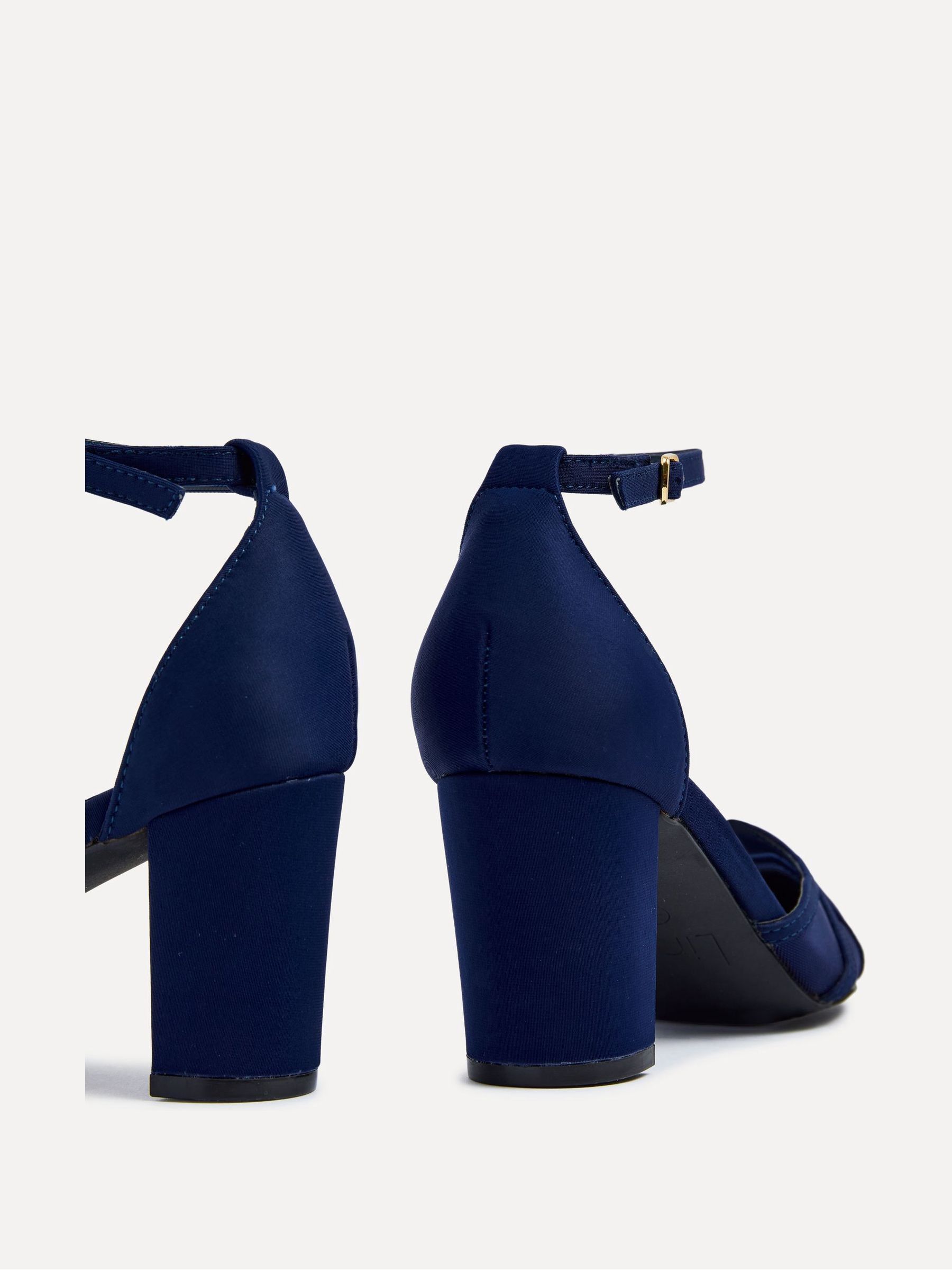 Buy Linzi Blue Tasha Block Court Heels Shoes With Mesh Front Detail ...
