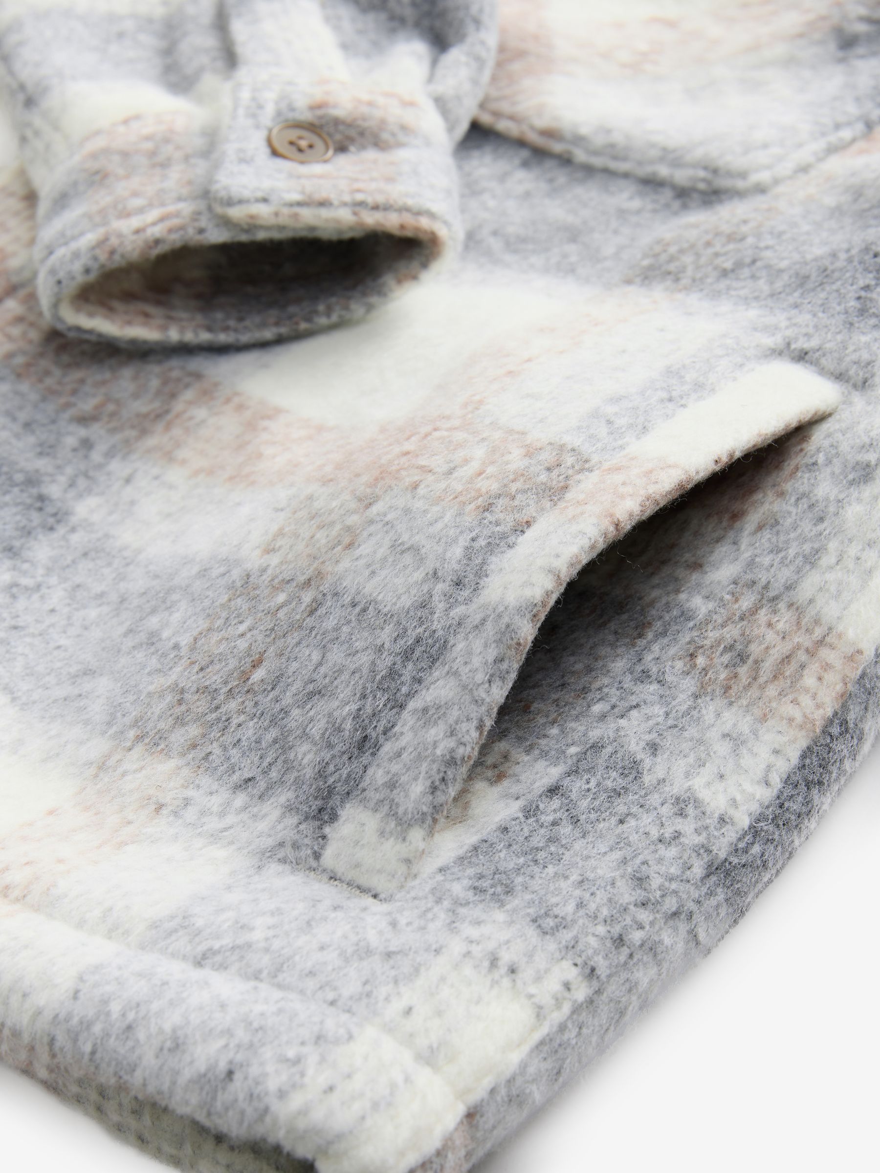 Buy Light Grey Borg Lined Check Shacket from Next United Arab Emirates