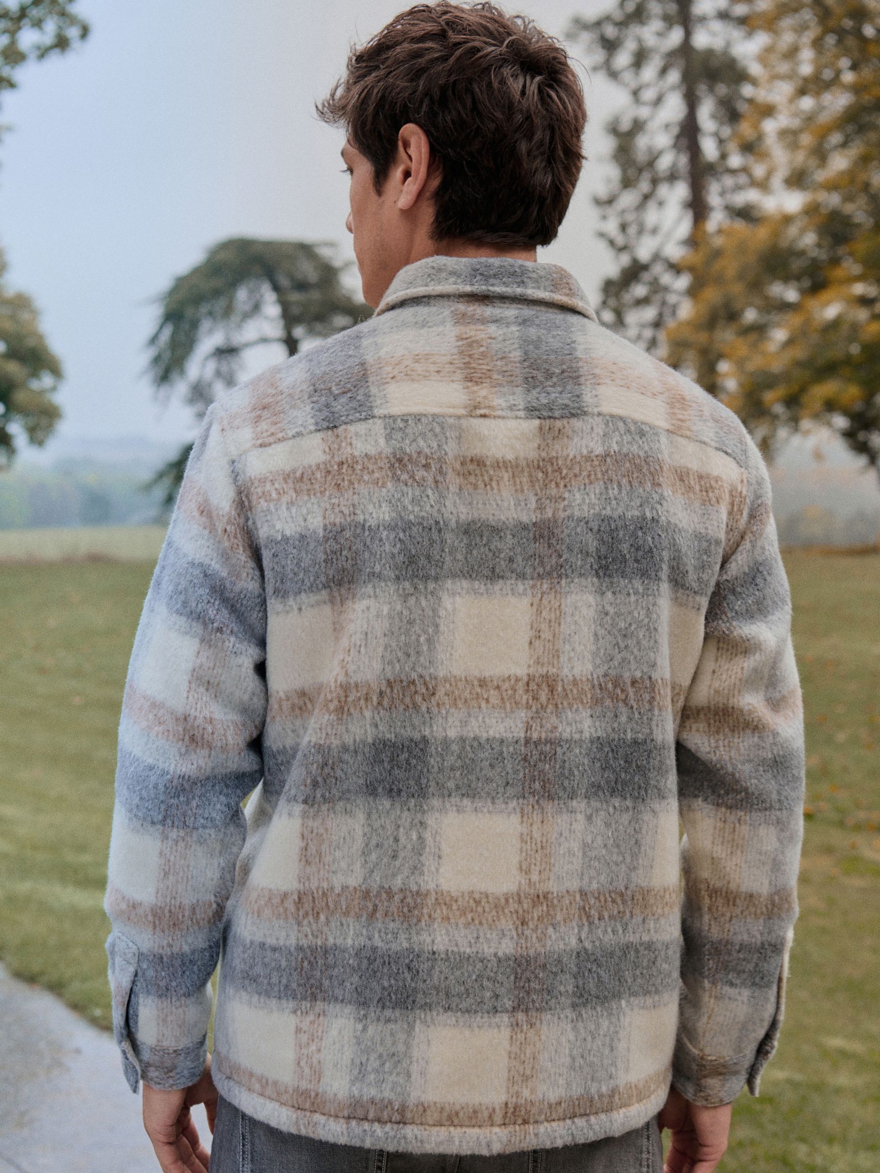 Buy Light Grey Borg Lined Check Shacket from Next United Arab Emirates