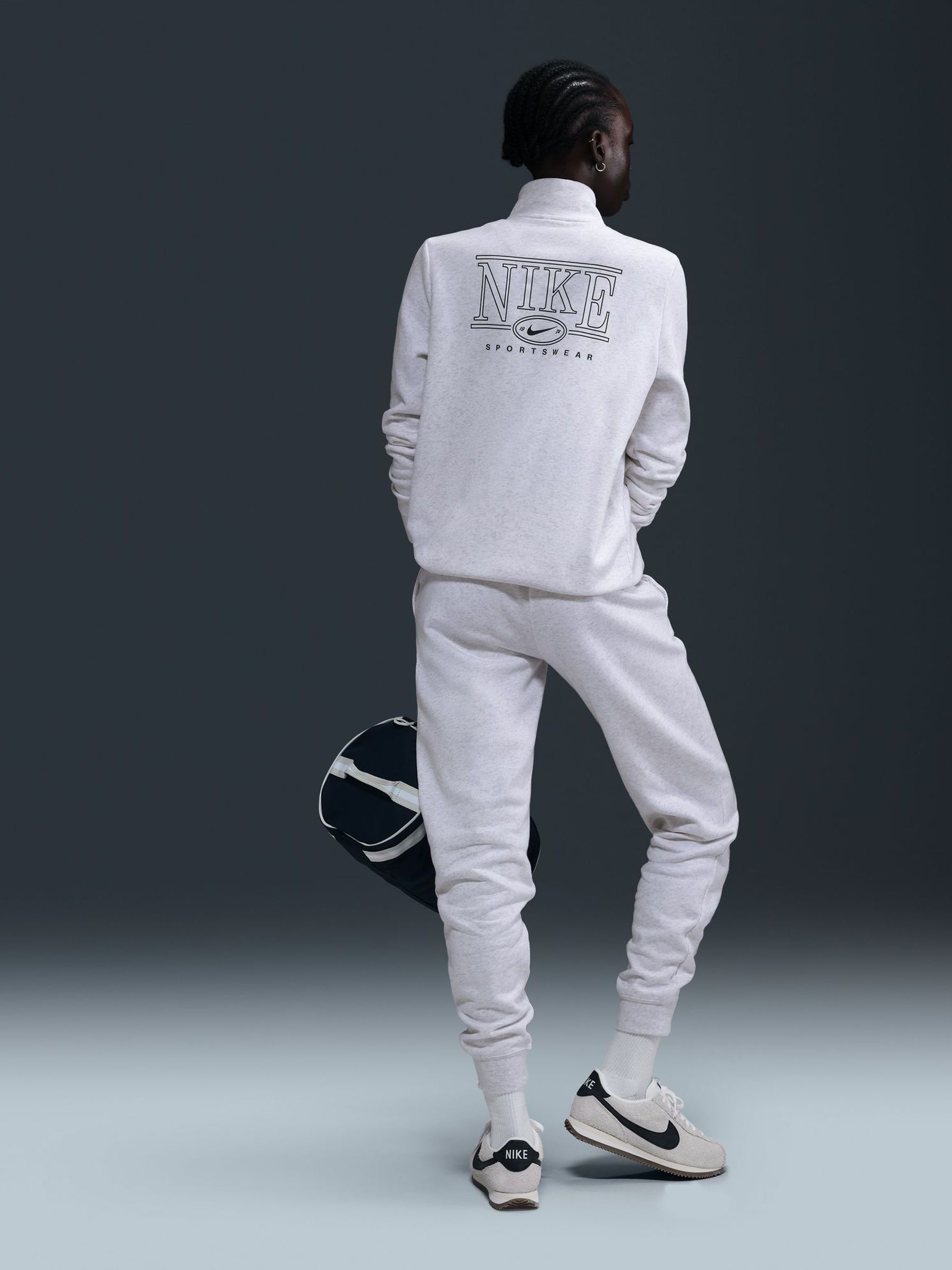 Buy Nike Birch Heather White Sportswear Club Fleece Graphic Mock-Neck ...