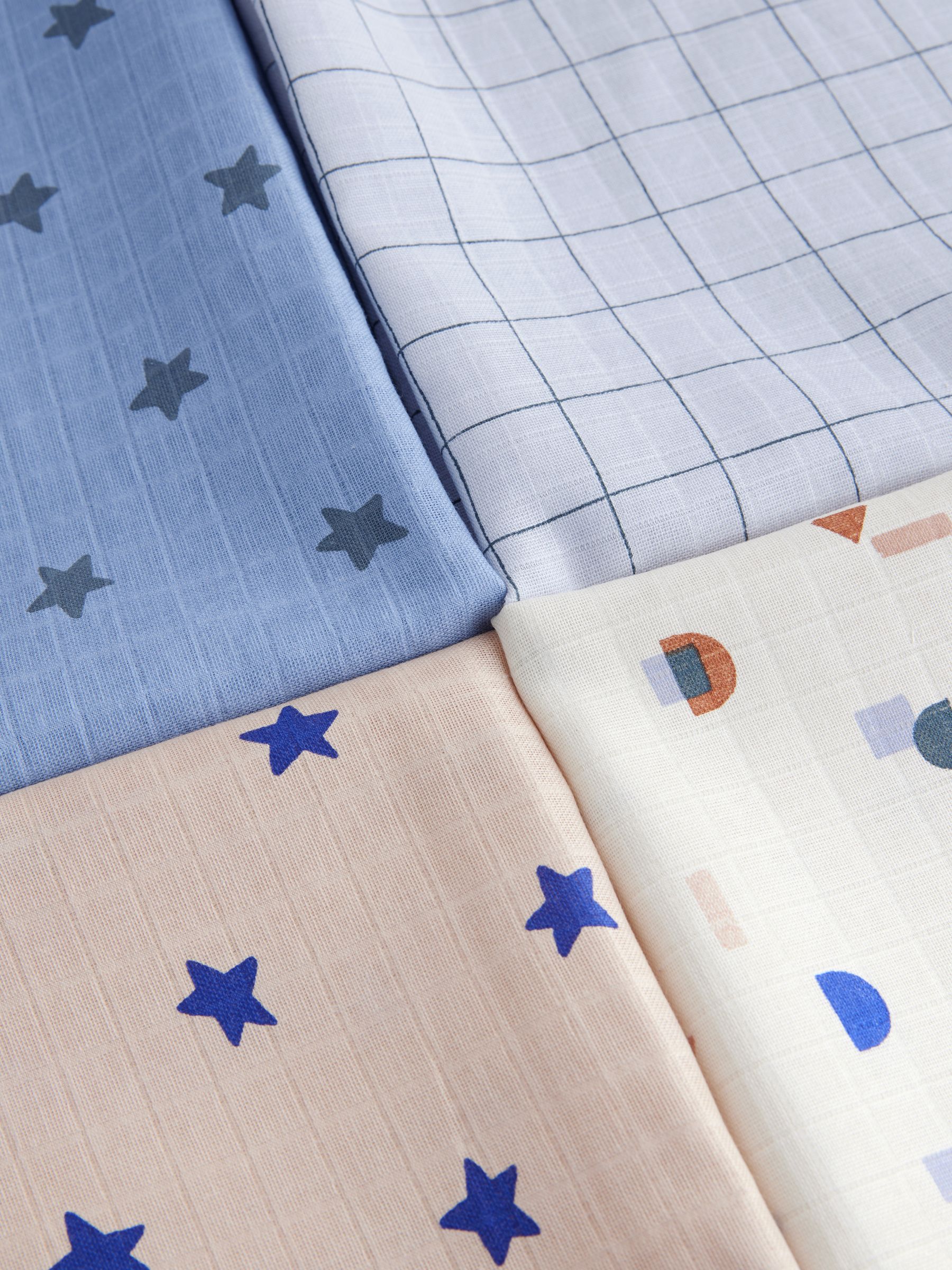 Buy Blue/Tan Star - Baby Muslins Cloths 4 Pack from Next Israel