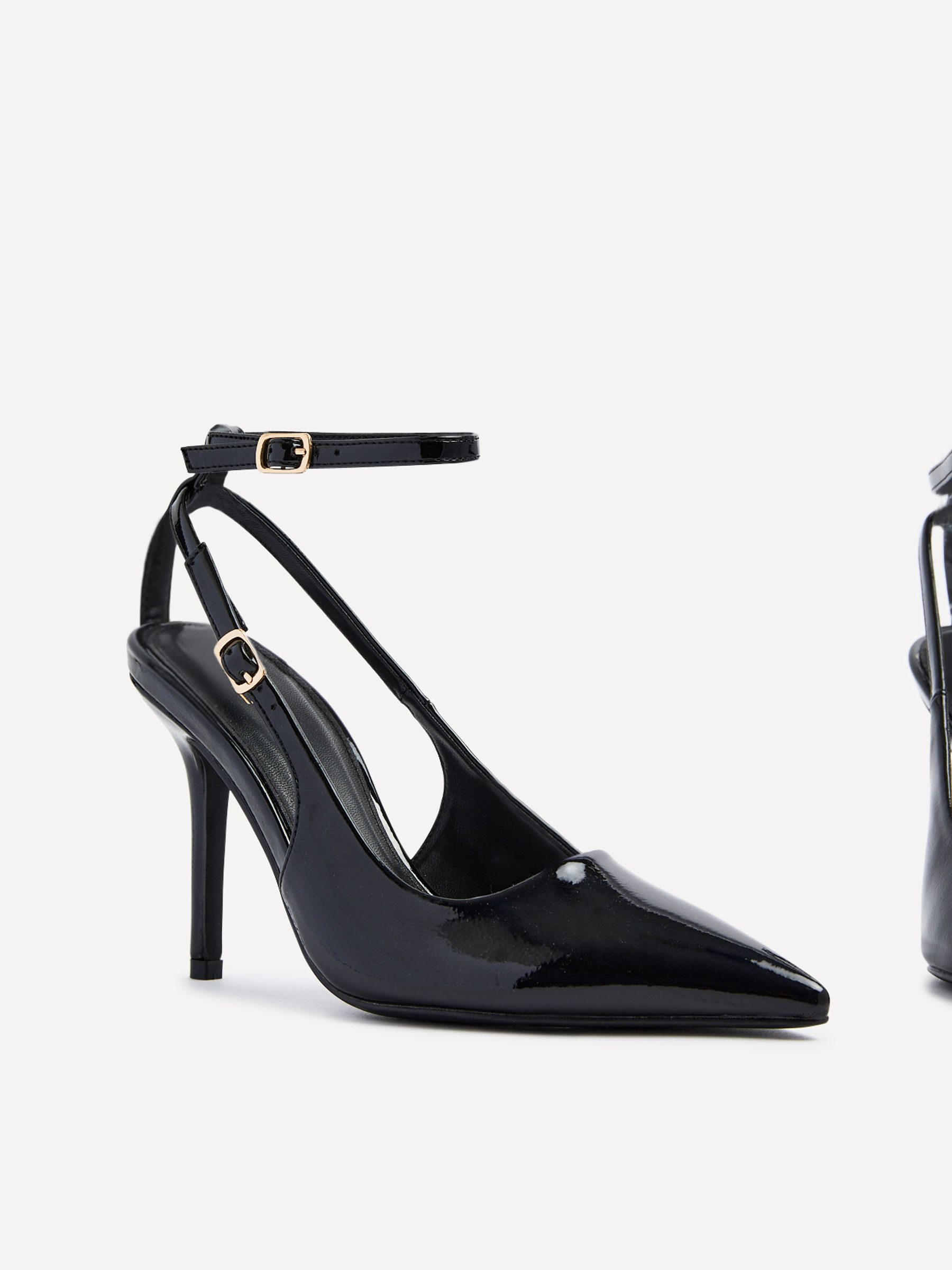 Buy Linzi Black Galore Stiletto Court Heels With Wrap Around Ankle ...