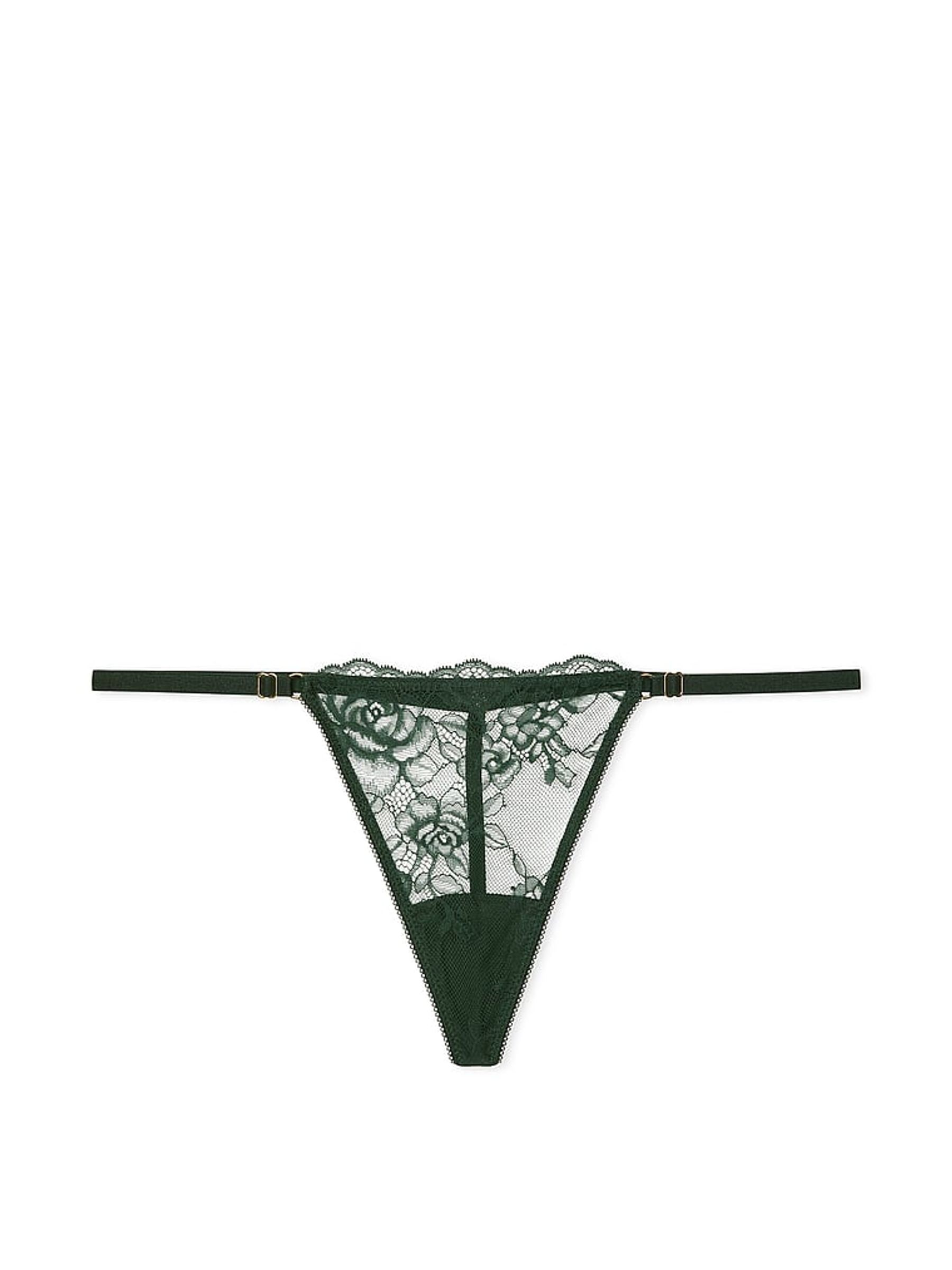 Buy Victoria's Secret Botanical Green G String Rose Lace Knickers from ...