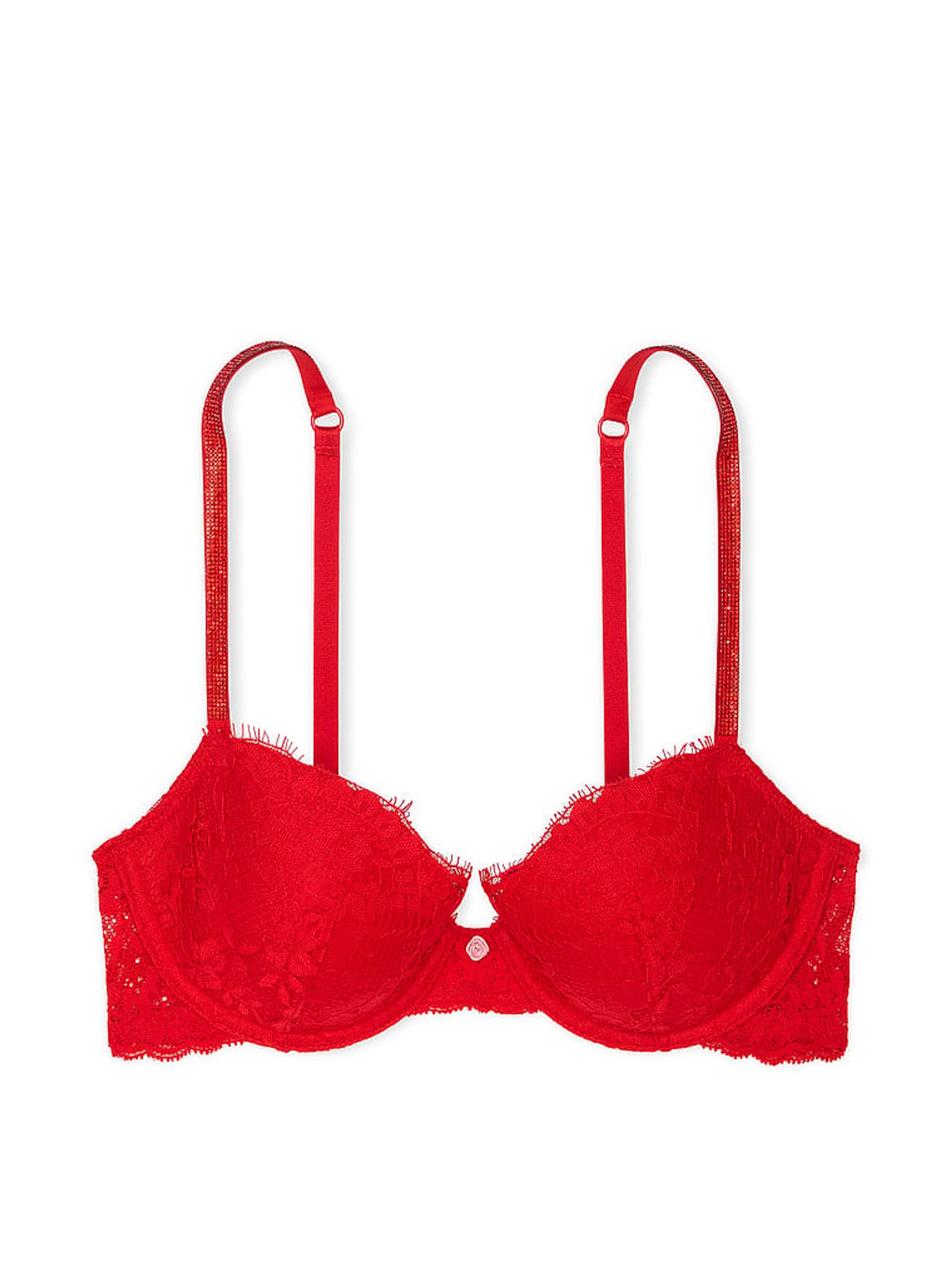 Buy Victoria's Secret Vermillion Red Lightly Lined Demi Twinkle Strap ...