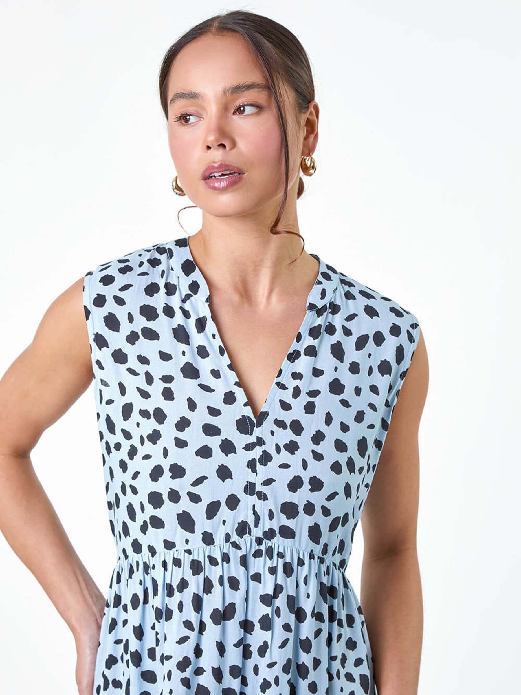 Buy Roman Blue Spot Print Tiered Tunic Dress from the Next UK online shop