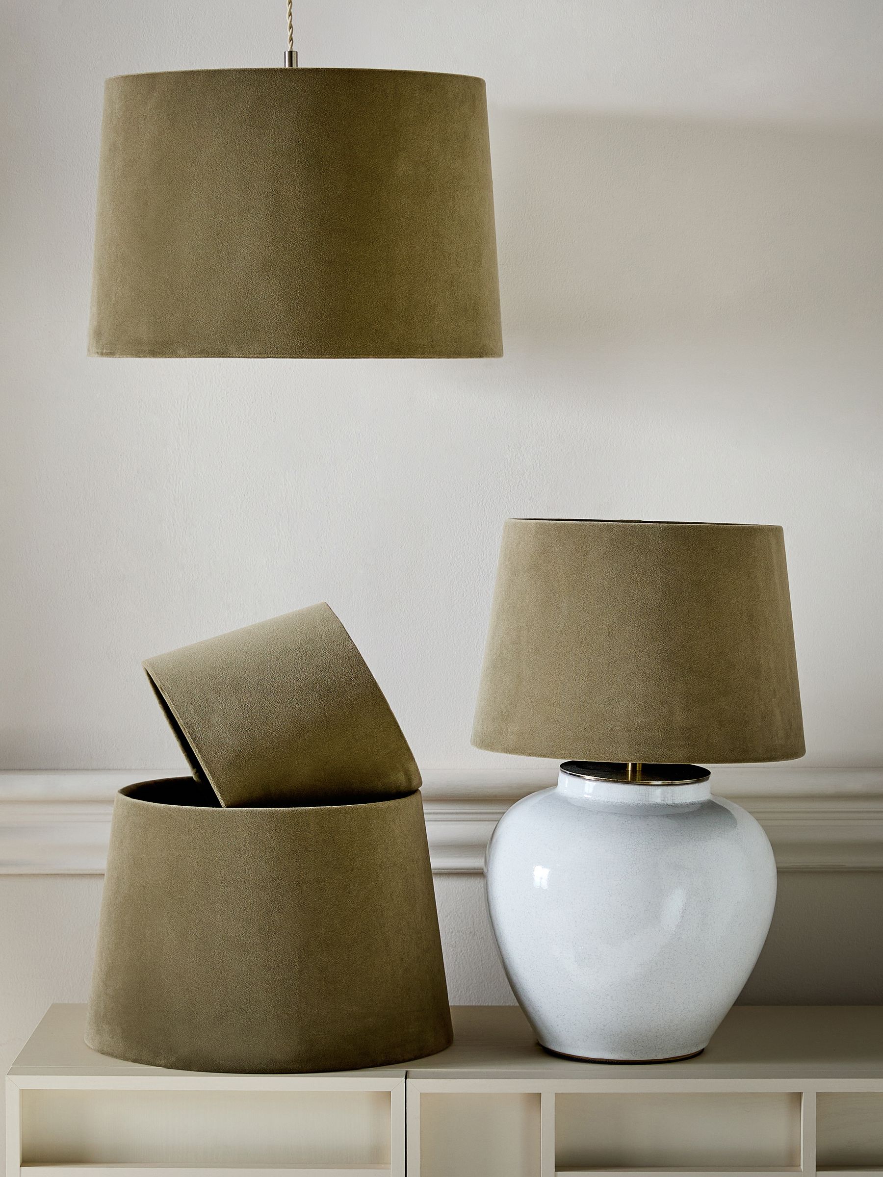 Buy Moss Green Velvet Easy Fit Shade Ceiling Light from the Next UK ...