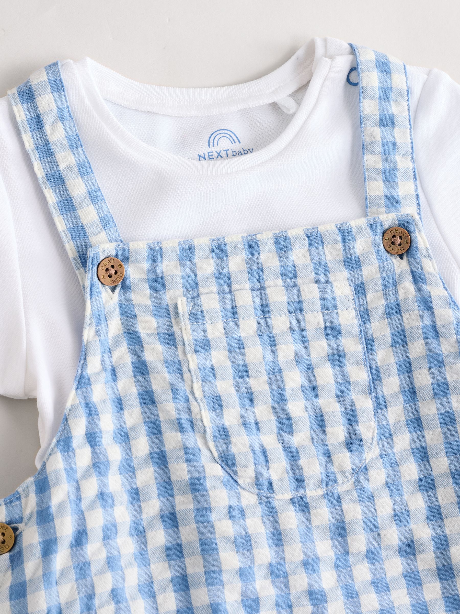 Buy Blue Check Woven Dungaree and Bodysuit Set (0mths-2yrs) from Next USA