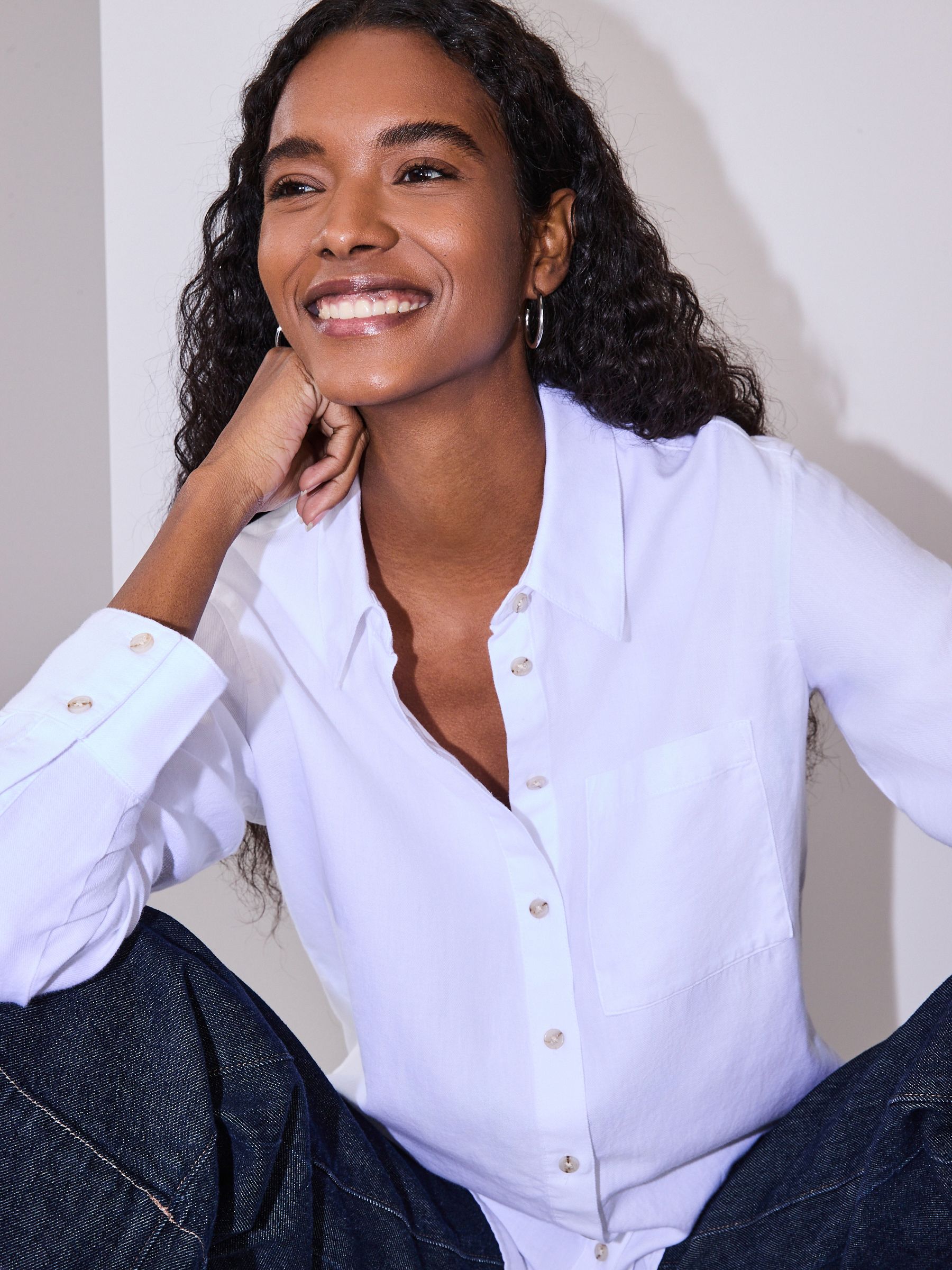 Buy White Relaxed 100% Cotton Button Down Casual Long Sleeve Shirt from ...