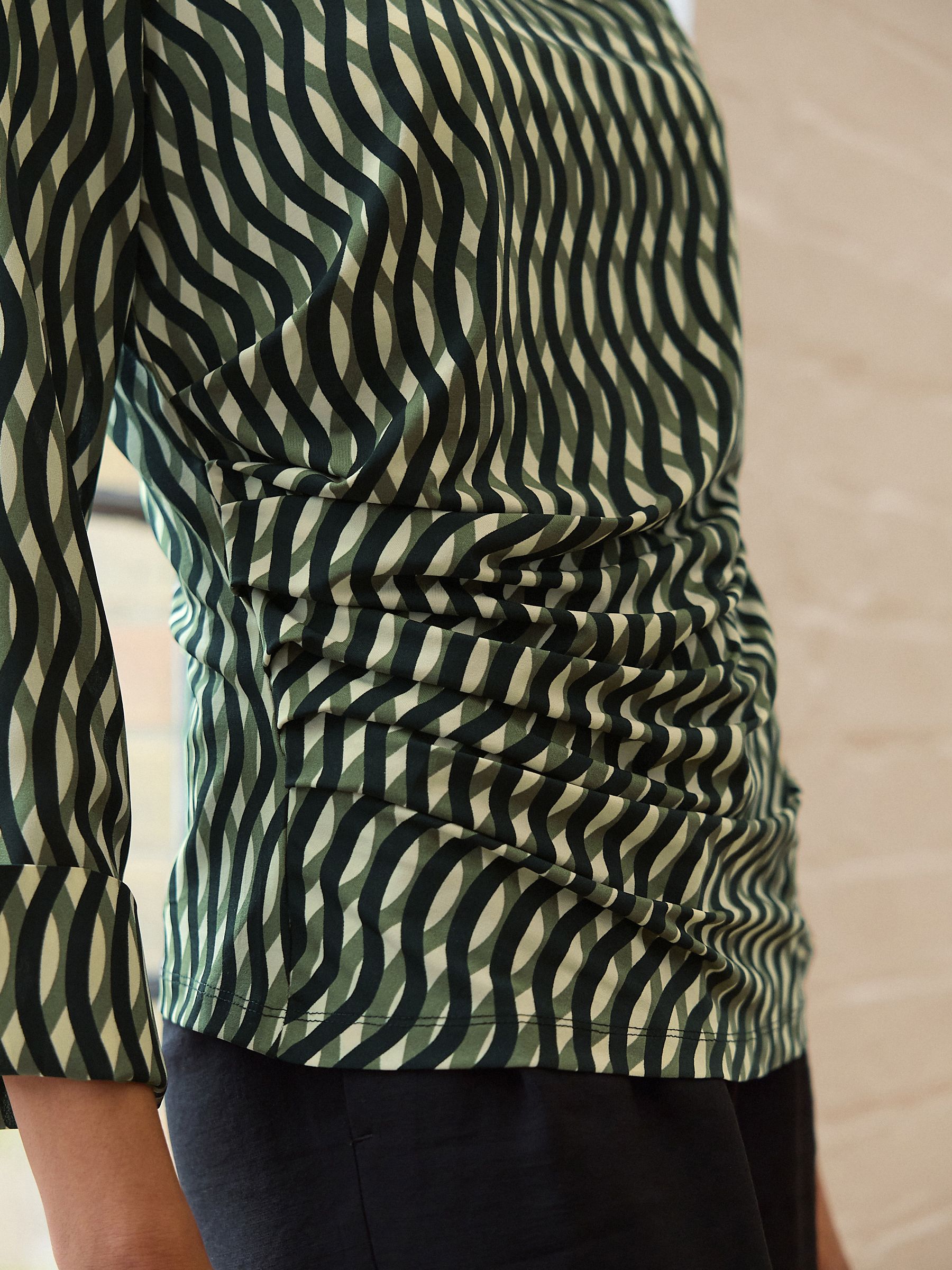 Buy Green Geo Print Long Sleeve Ruched Detail Blouse from the Next UK ...