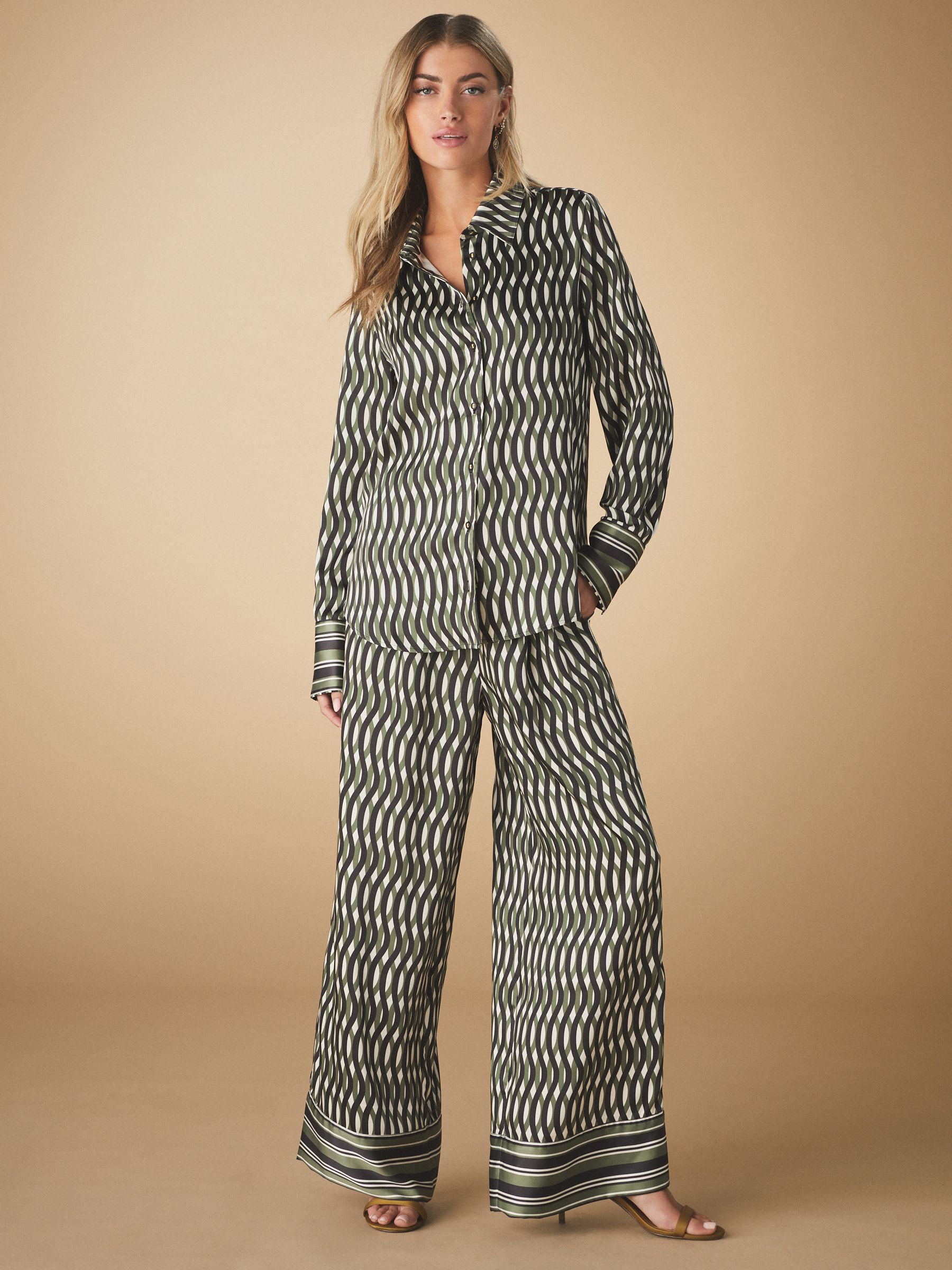 Buy Geo Print Satin Long Sleeve Shirt from the Next UK online shop