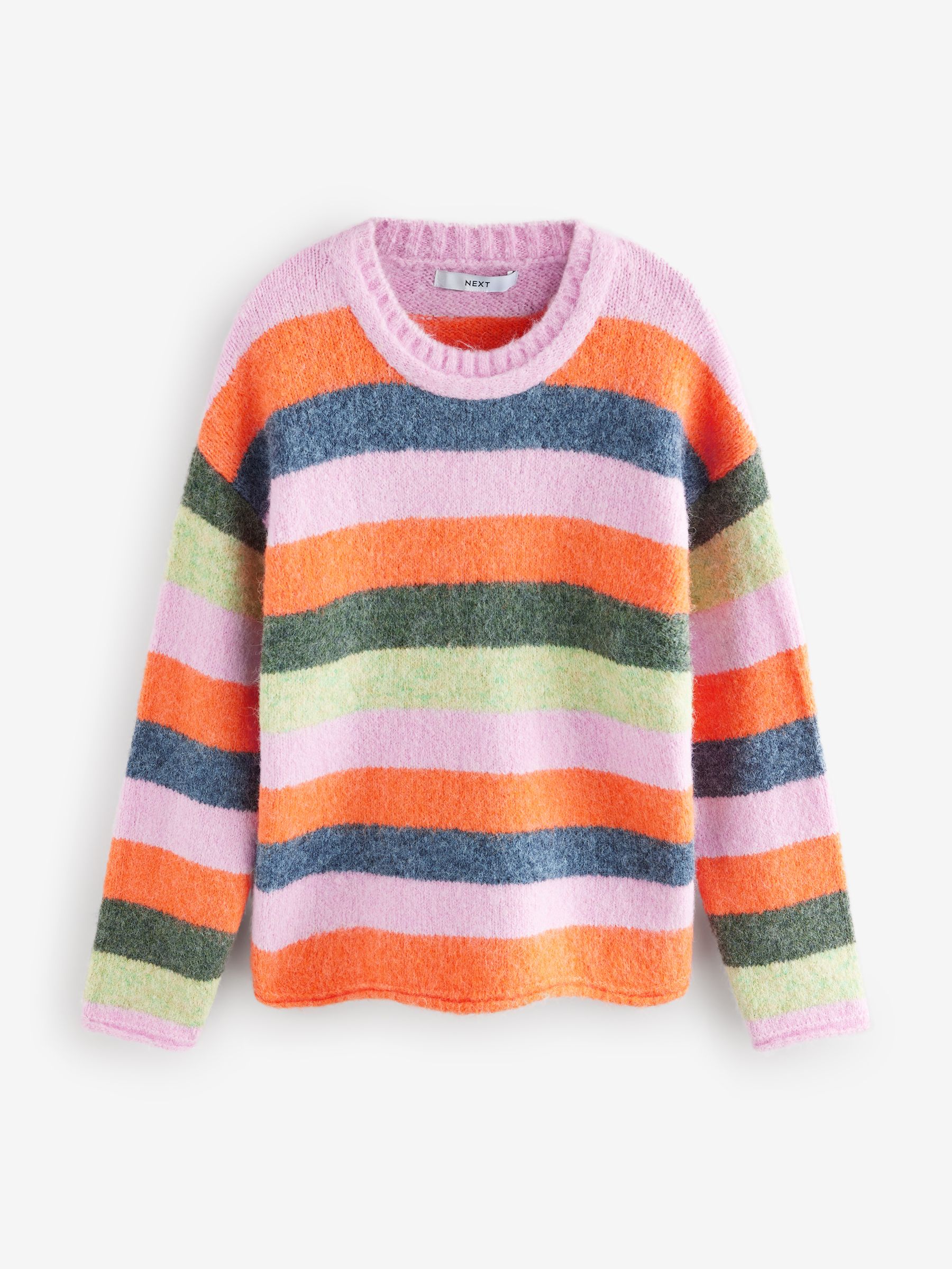 Buy Pink Bright Soft Touch Crew Neck Knitted Jumper with Wool from the ...