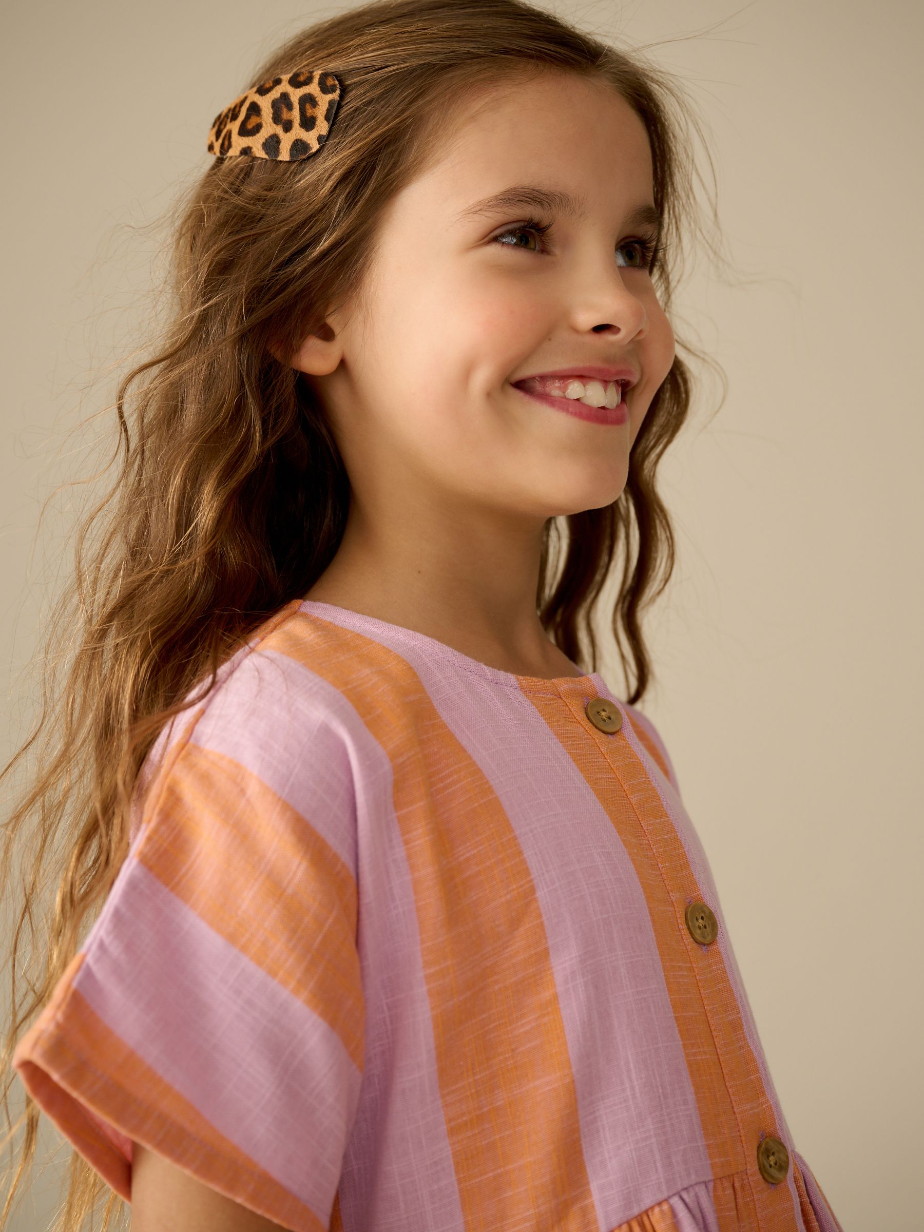 Buy Orange/Pink Stripe Button Dress (3-16yrs) from the Next UK online shop