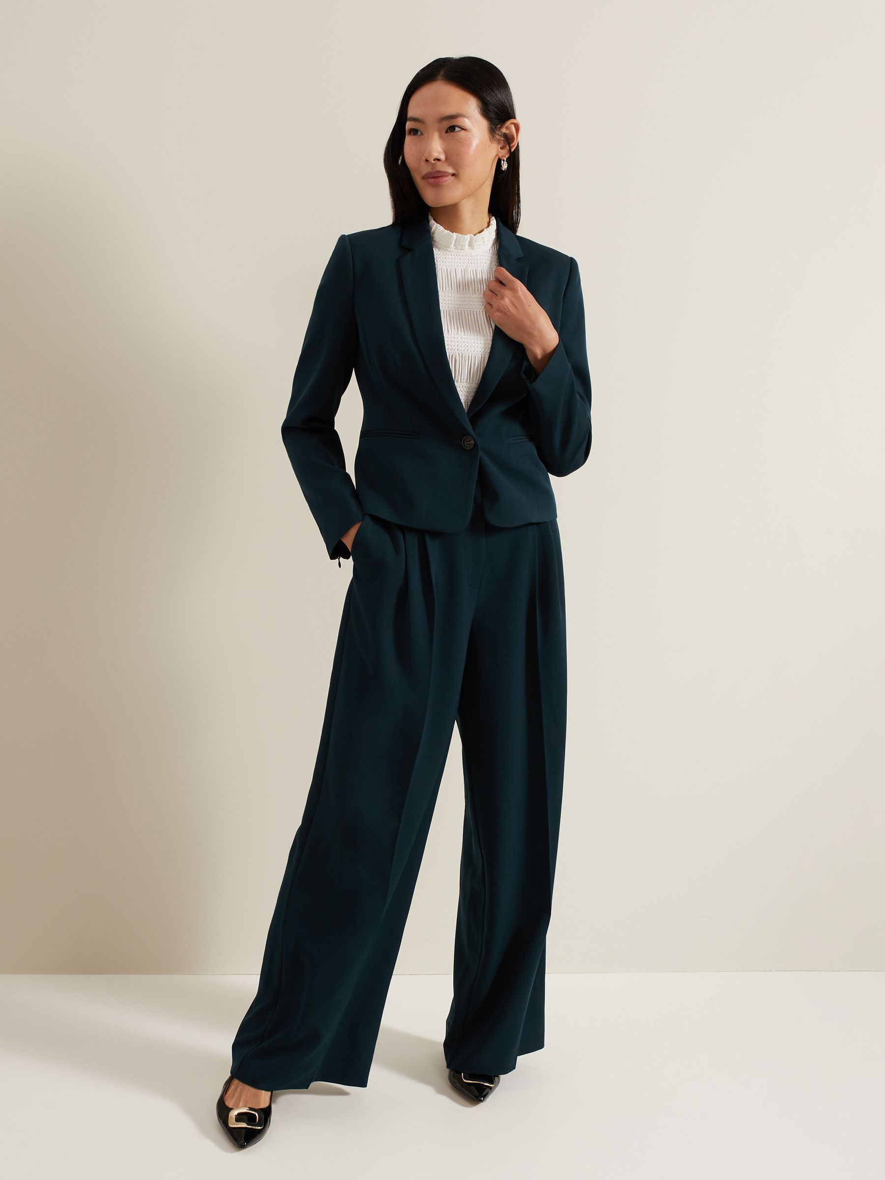 Buy Phase Eight Green Arabella Pleat Wide Leg Trousers from the Next UK ...