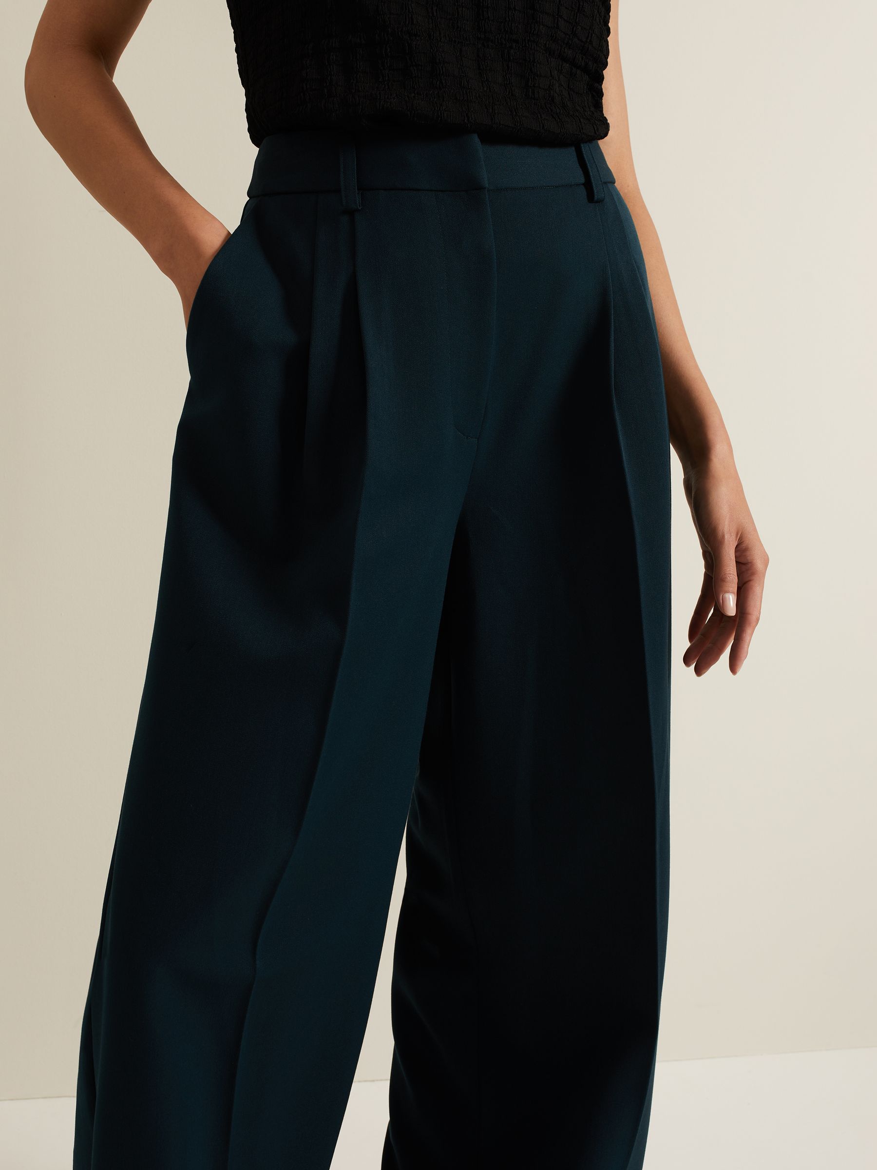 Buy Phase Eight Green Arabella Pleat Wide Leg Trousers from the Next UK ...
