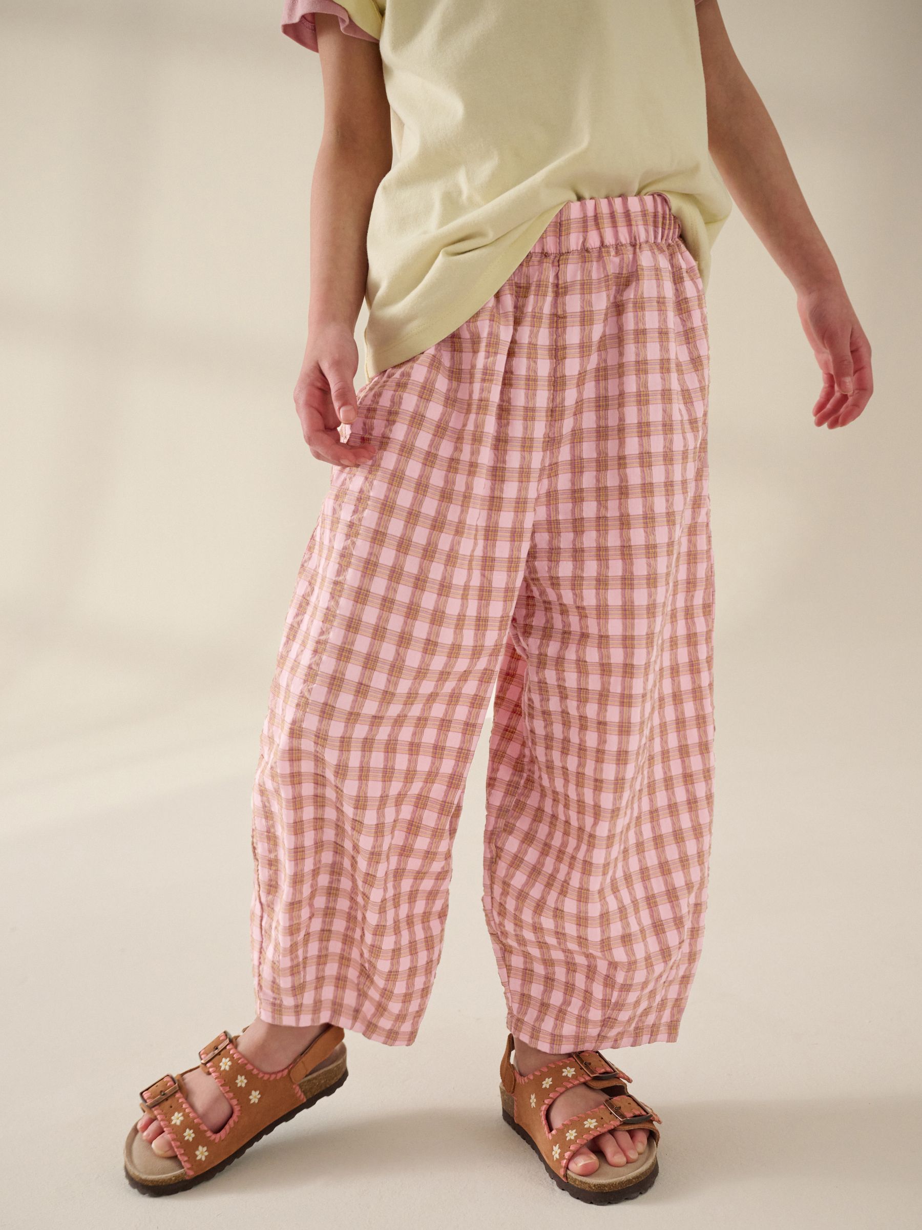 Buy Pink Check Barrel Leg Trousers (3-16yrs) from the Next UK online shop