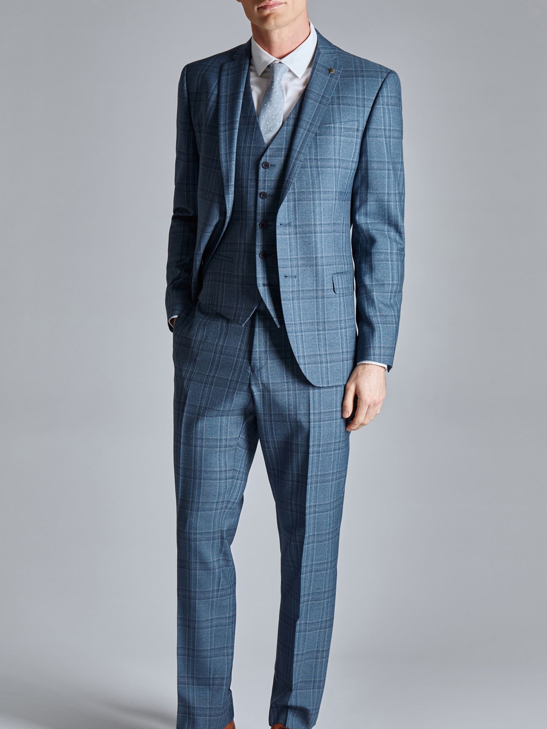 Buy Ted Baker Tailoring Blue Large Alder Check Slim Fit Jacket from the ...