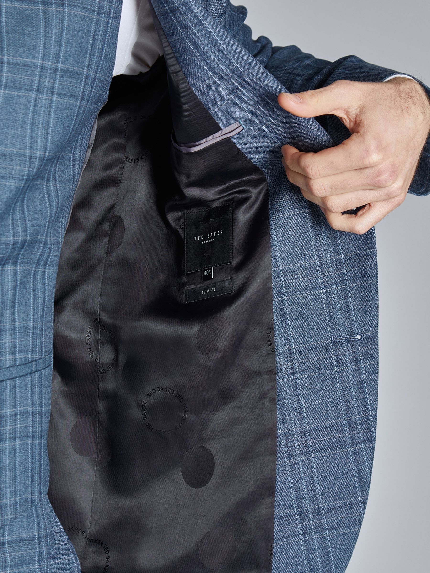 Buy Ted Baker Tailoring Blue Large Alder Check Slim Fit Jacket from the ...