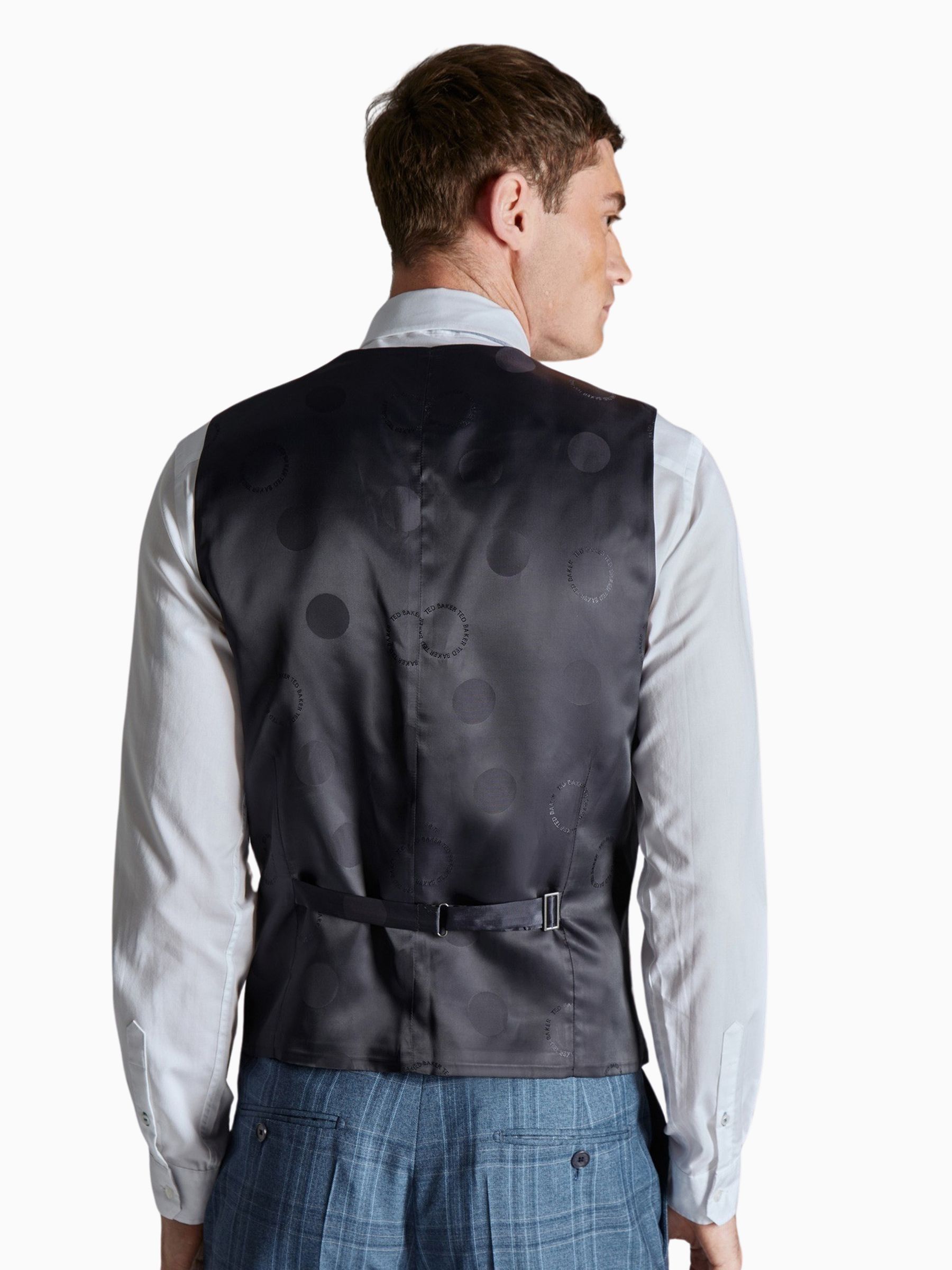 Buy Ted Baker Tailoring Blue Large Alder Check Slim Fit Waistcoat from ...