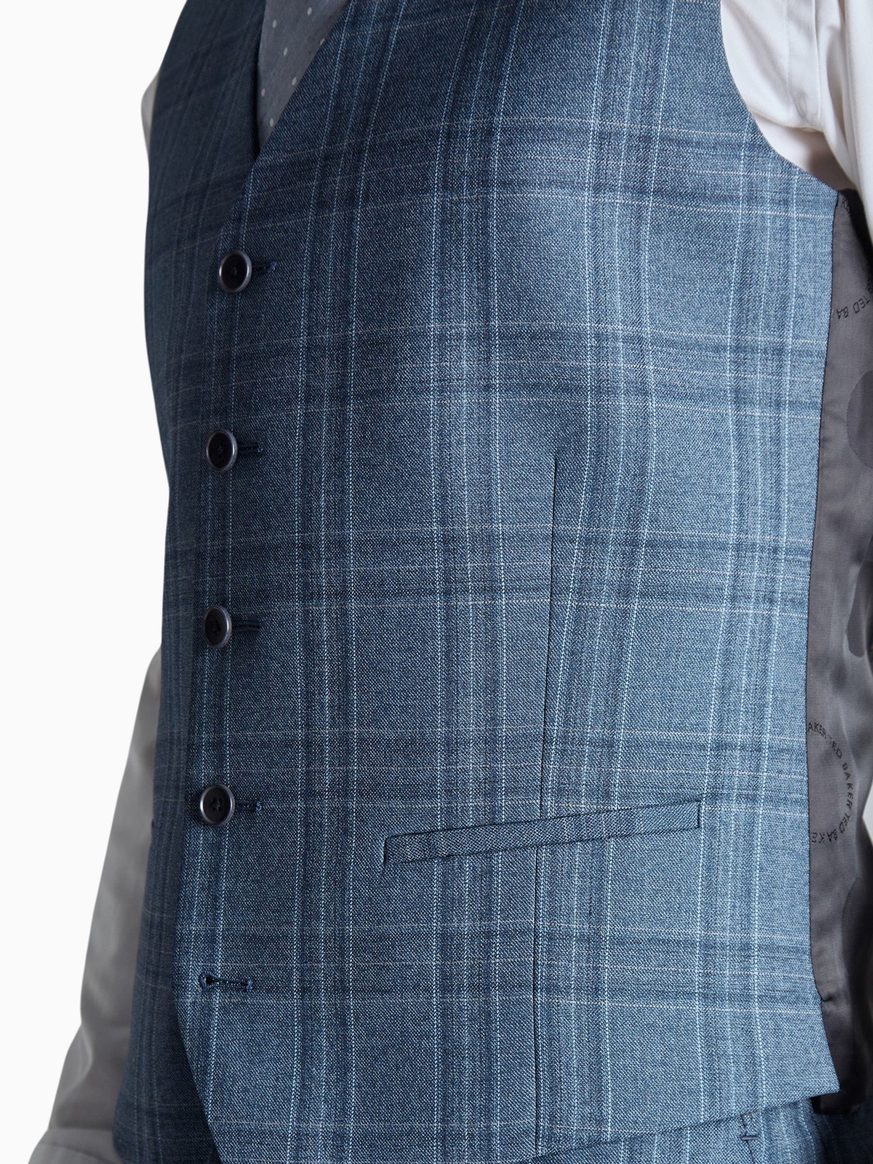 Buy Ted Baker Tailoring Blue Large Alder Check Slim Fit Waistcoat from ...