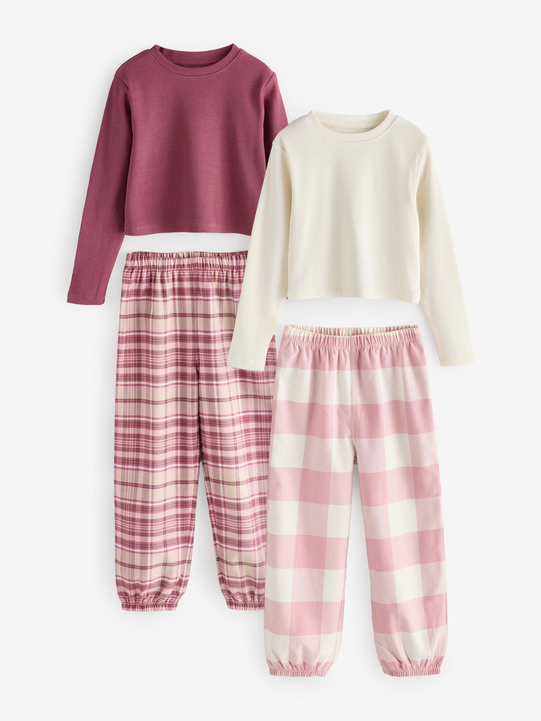 Buy Pink Check Woven Bottom Pyjamas 2 Pack (3-16yrs) from Next Saudi Arabia