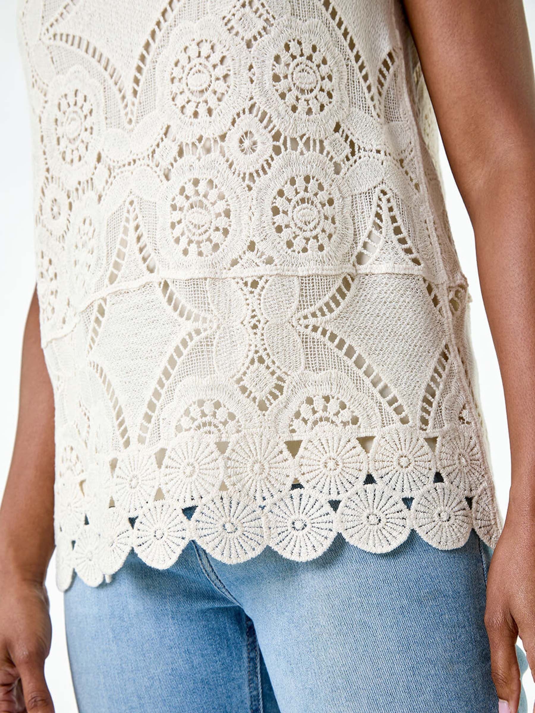 Buy Roman Natural 100% Cotton Crochet Knit Vest Top from the Next UK ...