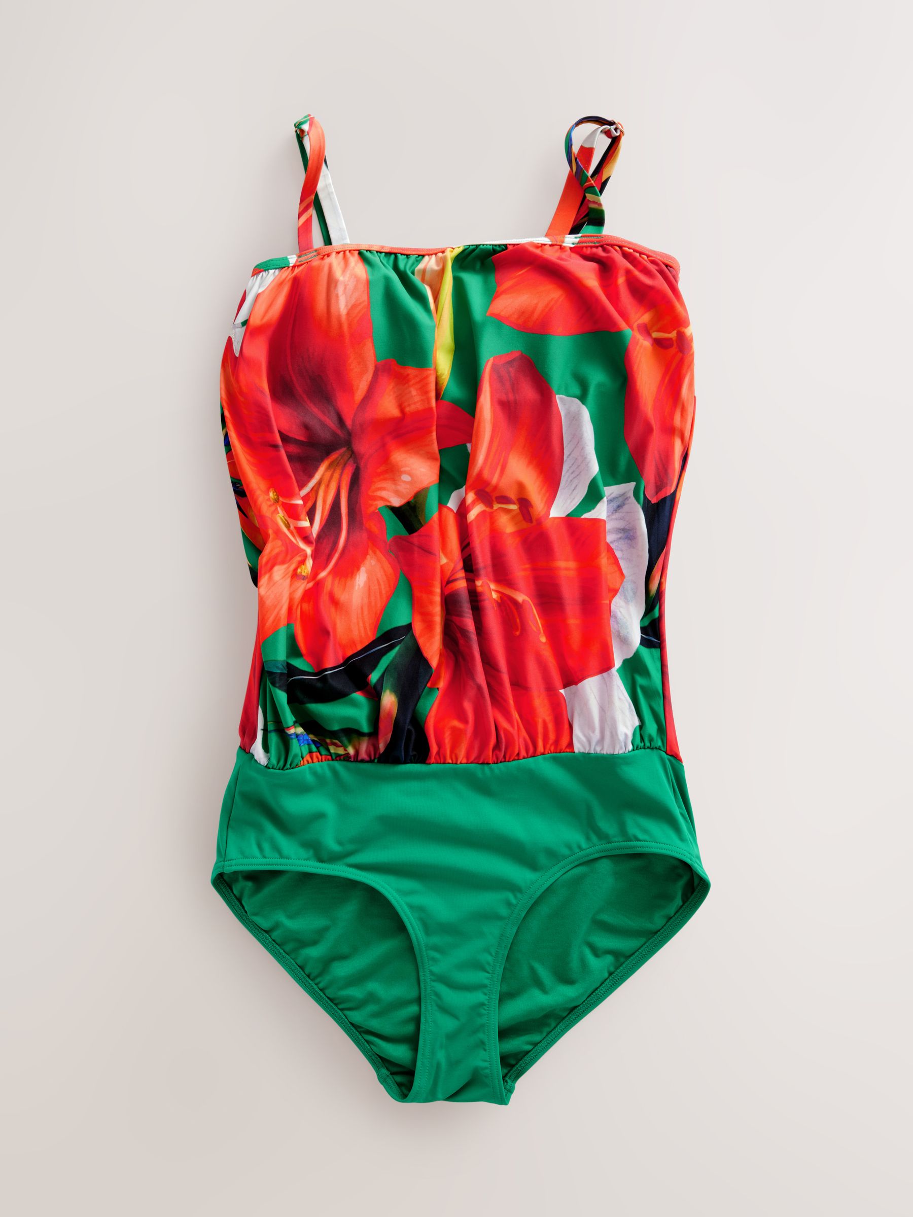 Buy Red/Green Tropical Print Blouson Shaping Swimsuit from the Next UK ...