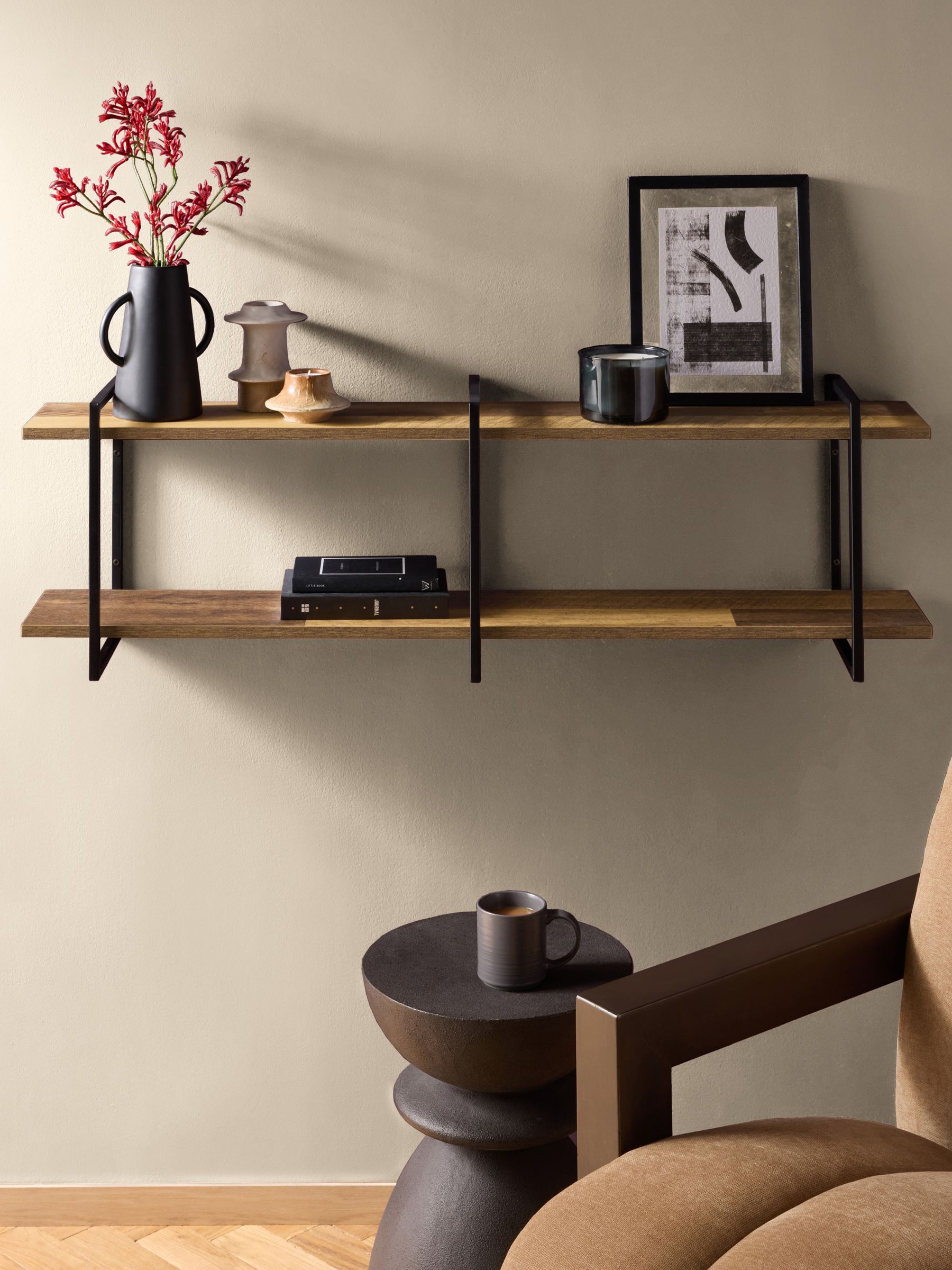 Buy Dark Bronx 2 Tier Extra Wide Wall Shelves from the Next UK online shop