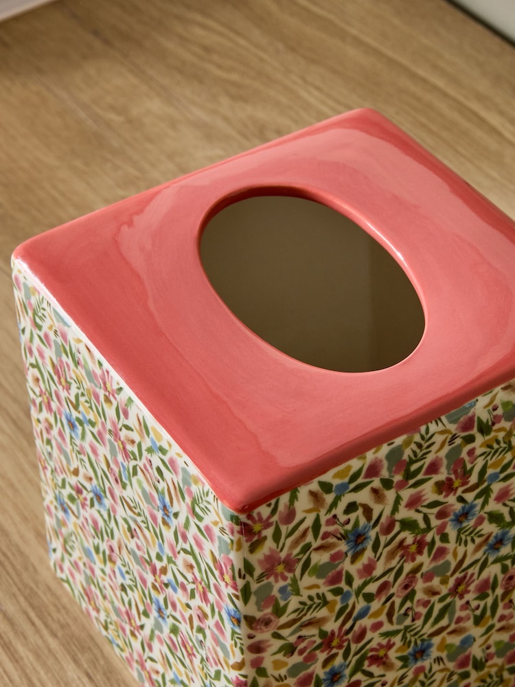 Pink Bright Floral Tissue Box