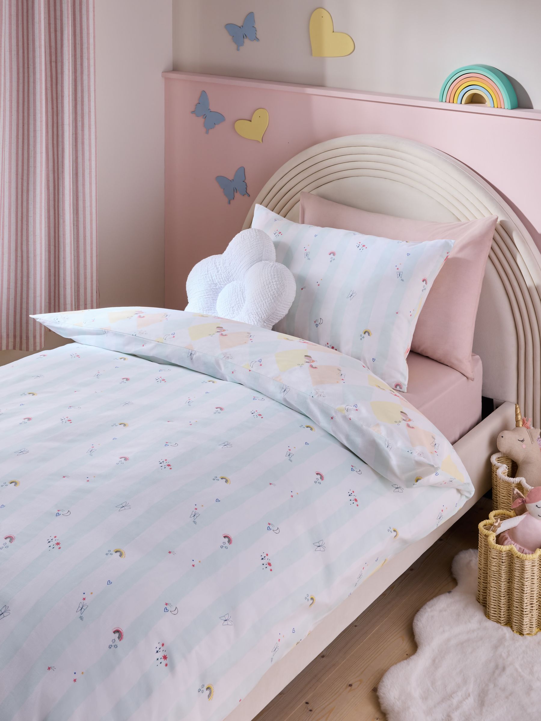 Buy Unicorn Harlequin Printed Polycotton Duvet Cover and Pillowcase ...