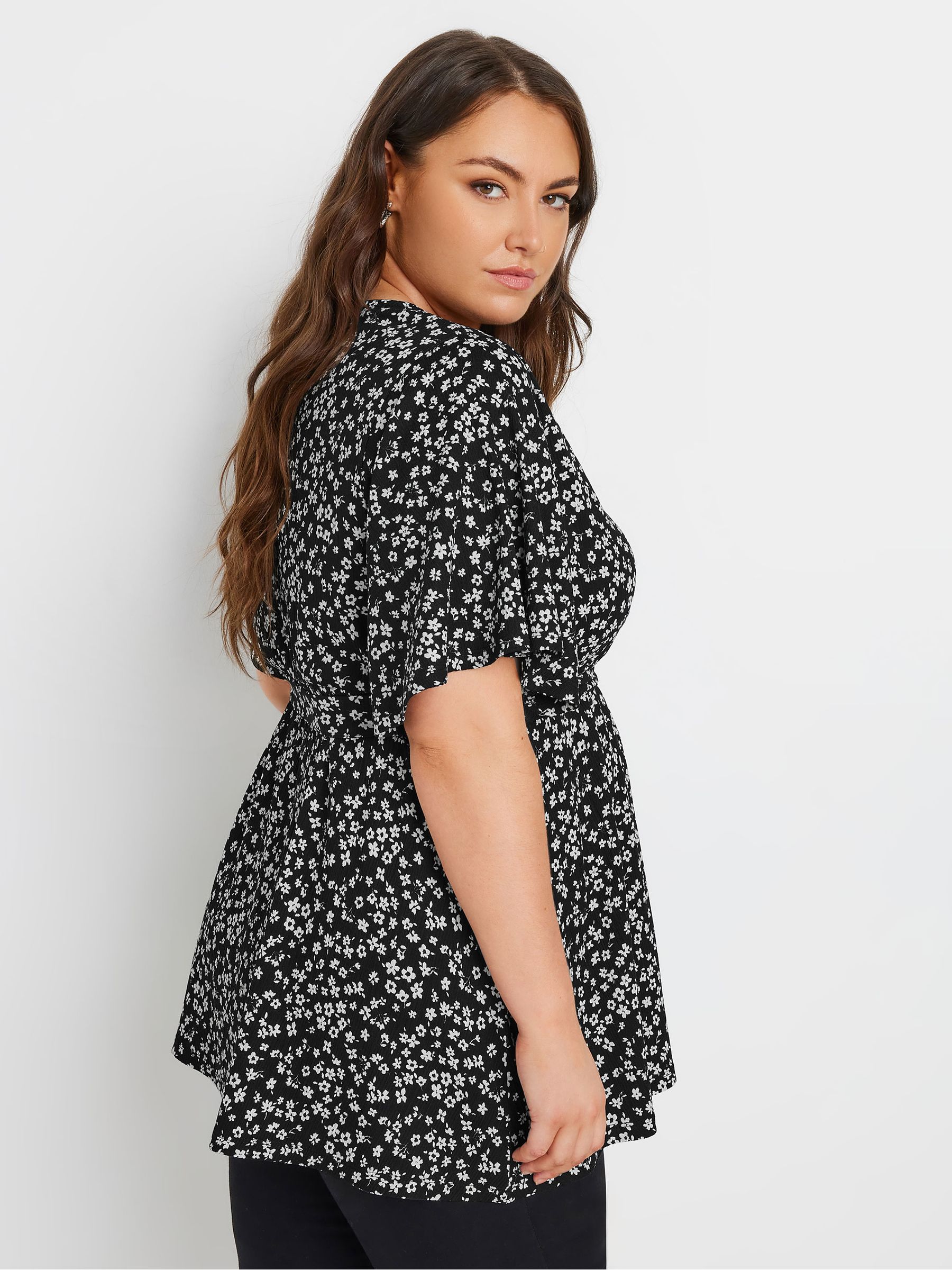 Buy Yours Curve Black Wrap Texture Top from the Next UK online shop