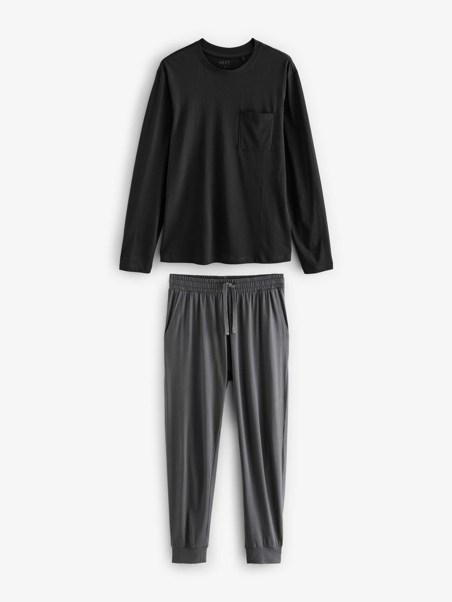 Buy Black/Grey Long Sleeve Cuffed 100% Cotton Pyjamas from the Next UK ...