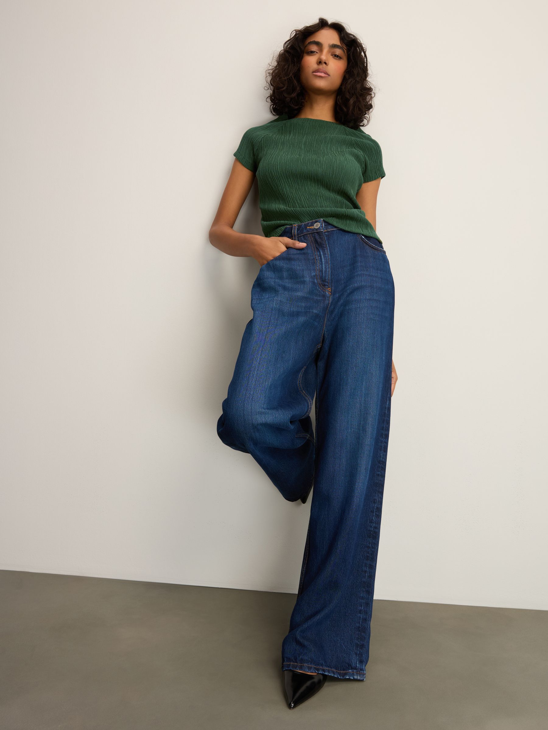 Buy Green Raglan Short Sleeve Textured Top from the Next UK online shop