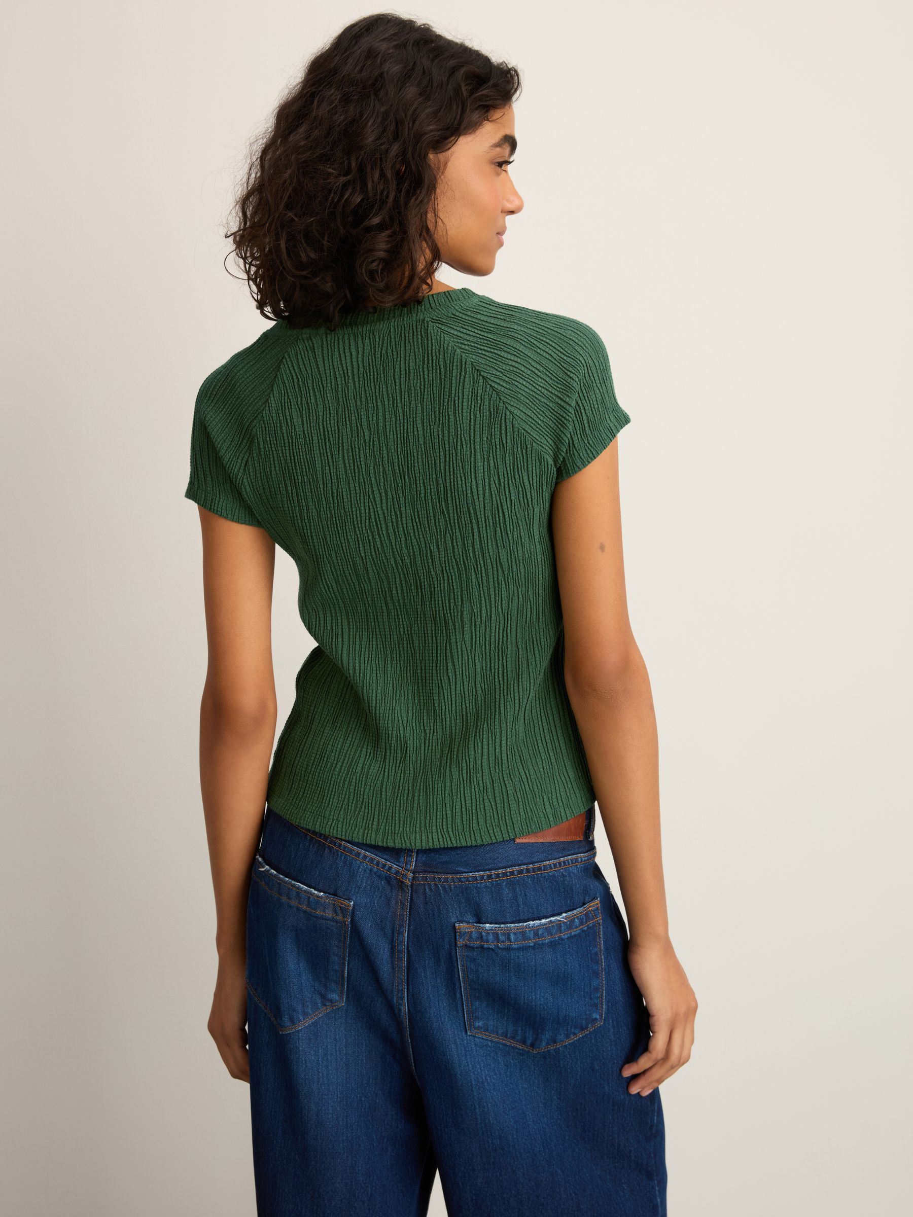 Buy Green Raglan Short Sleeve Textured Top from the Next UK online shop