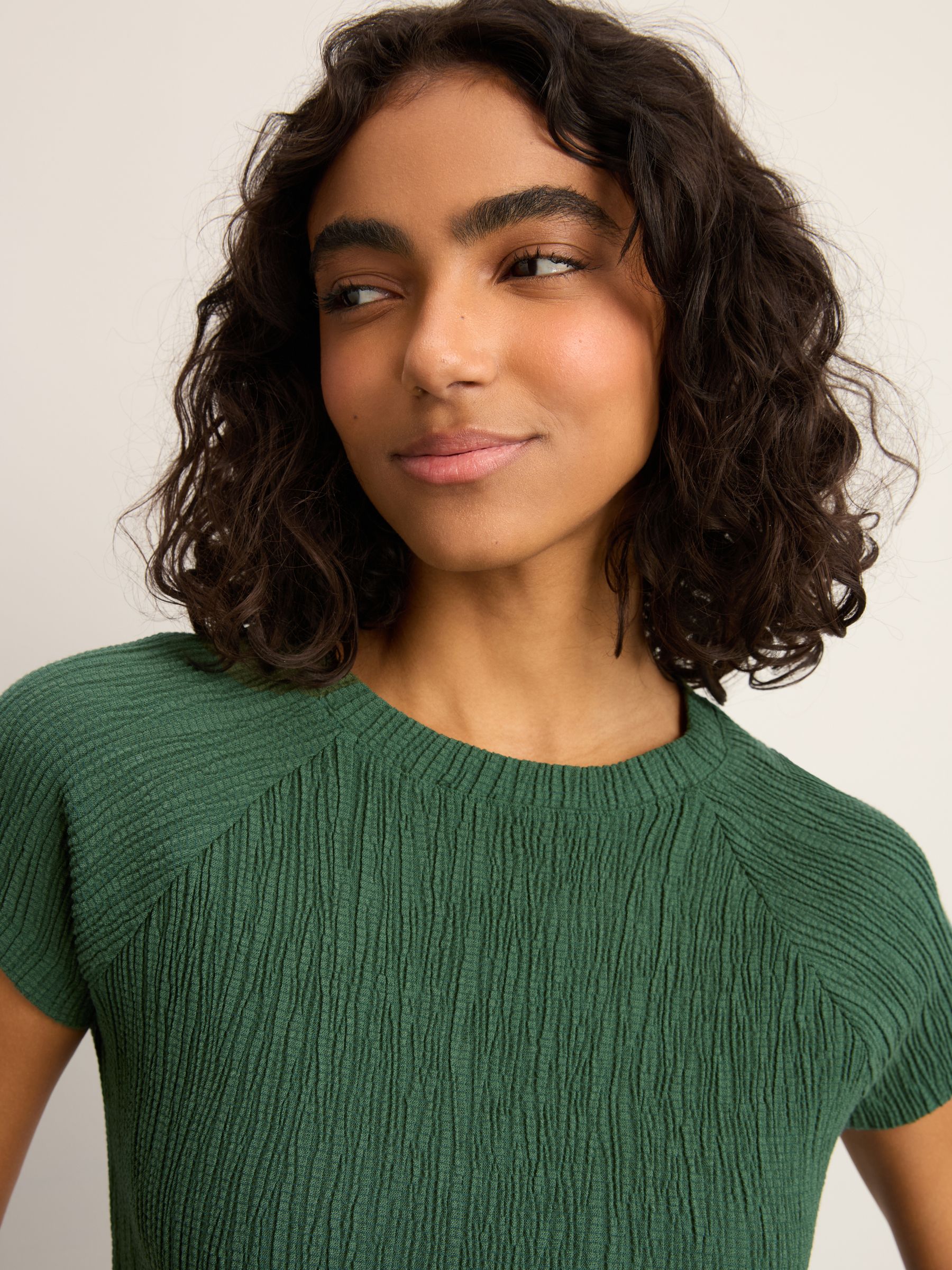 Buy Green Raglan Short Sleeve Textured Top from the Next UK online shop