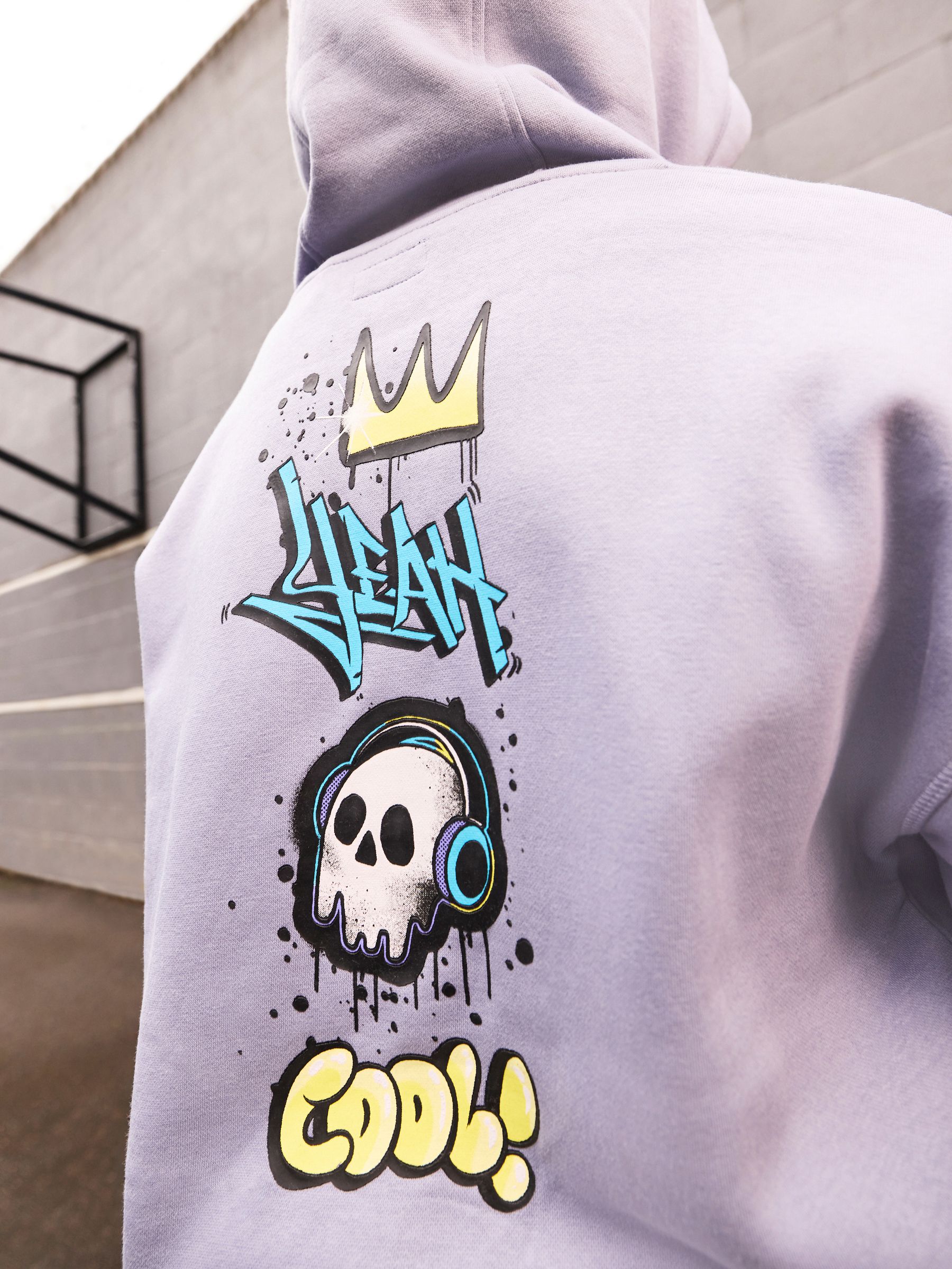 Buy Lilac Purple Back Print Older Boys Graphic Cross-Over Hoodie (3 ...