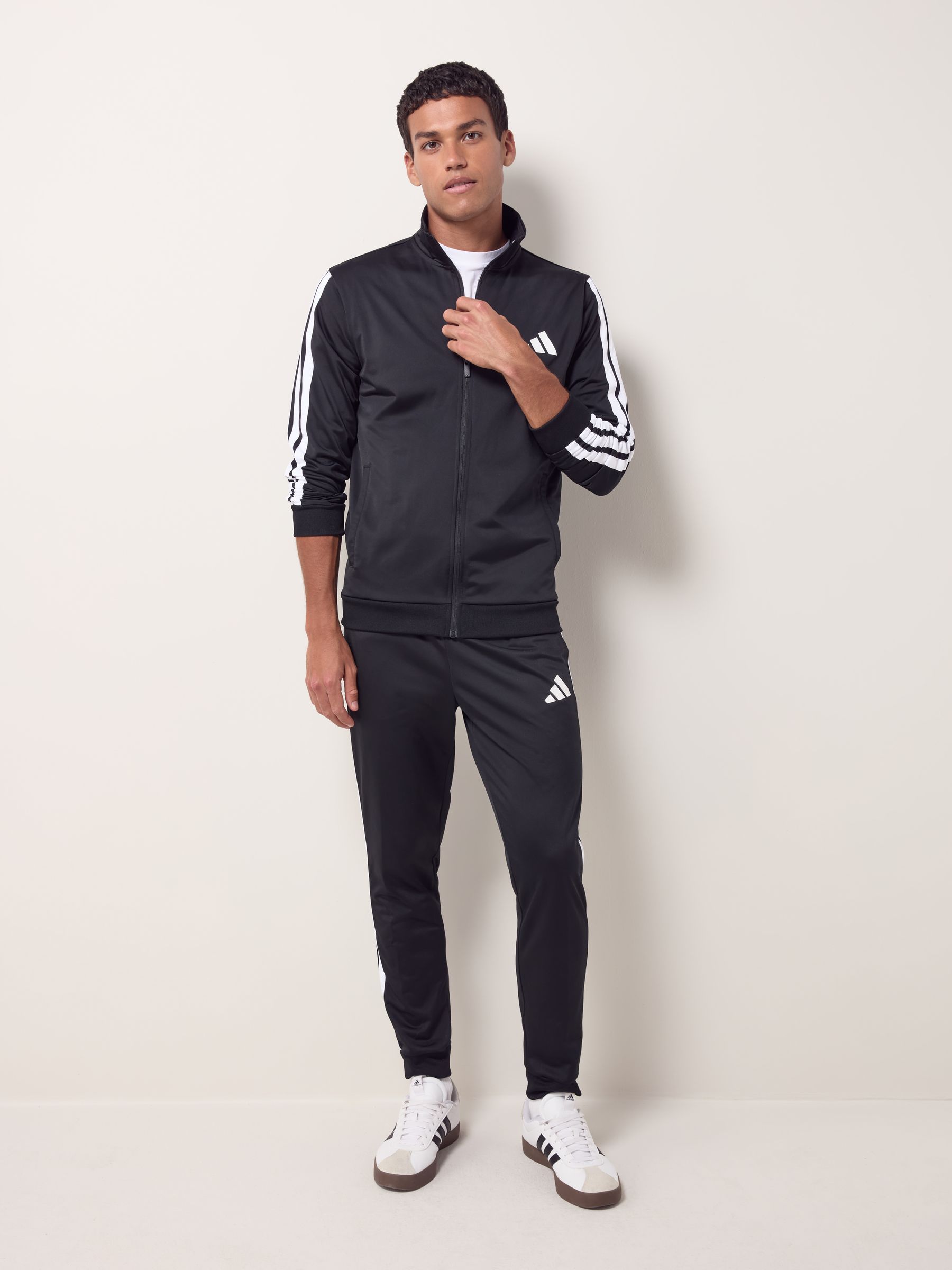 Buy adidas Black Sportswear Basic 3-Stripes Tricot Tracksuit from the ...