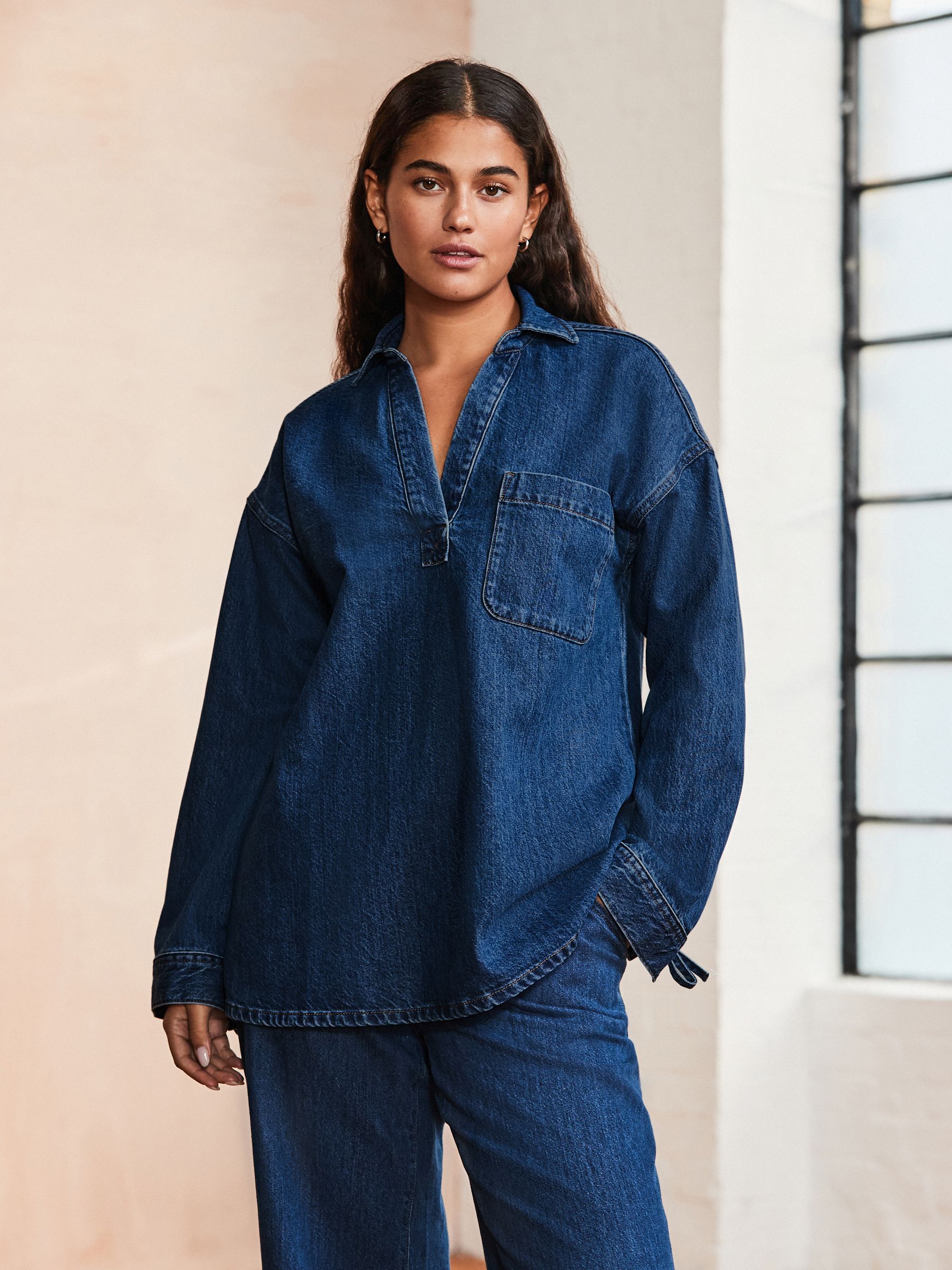 Buy Dark Blue Relaxed Easy Denim Shirt from the Next UK online shop