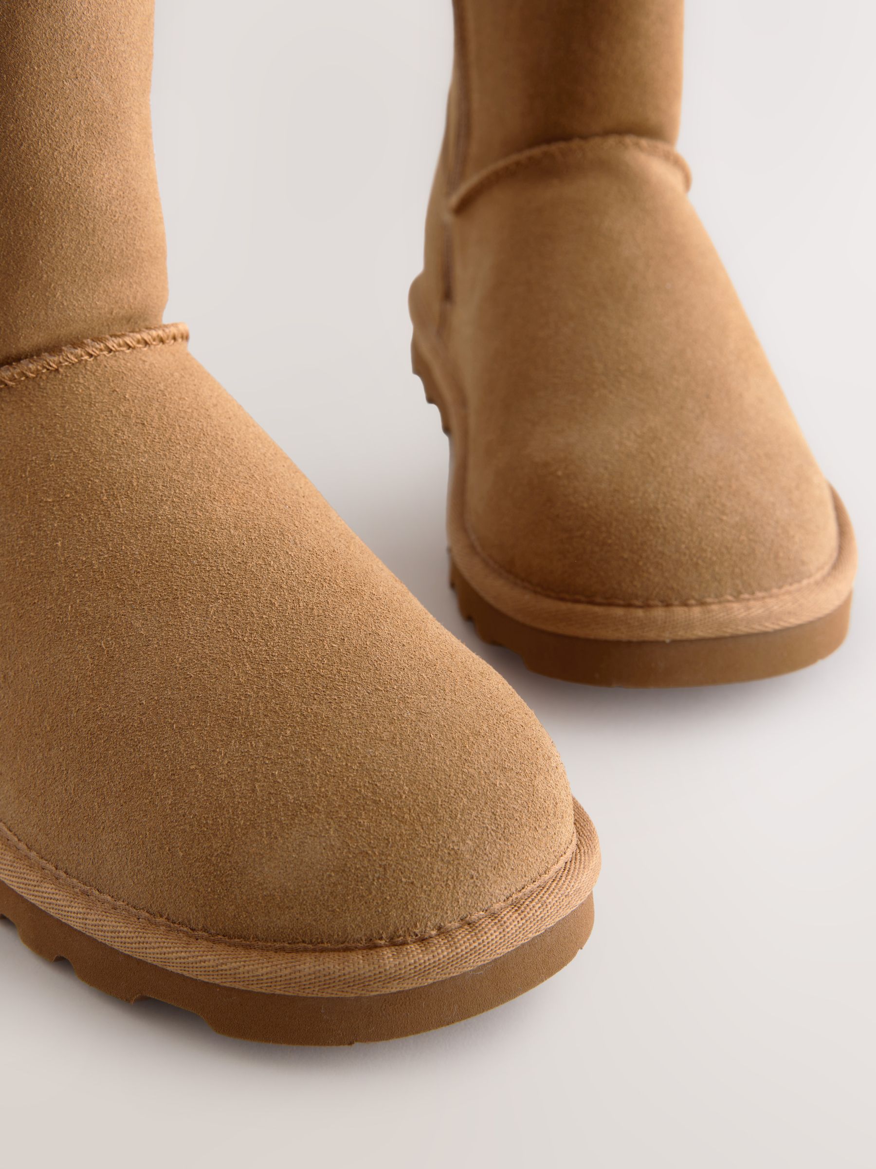 Buy Tan Brown Suede Faux Fur Lined Midi Boots from the Next UK online shop