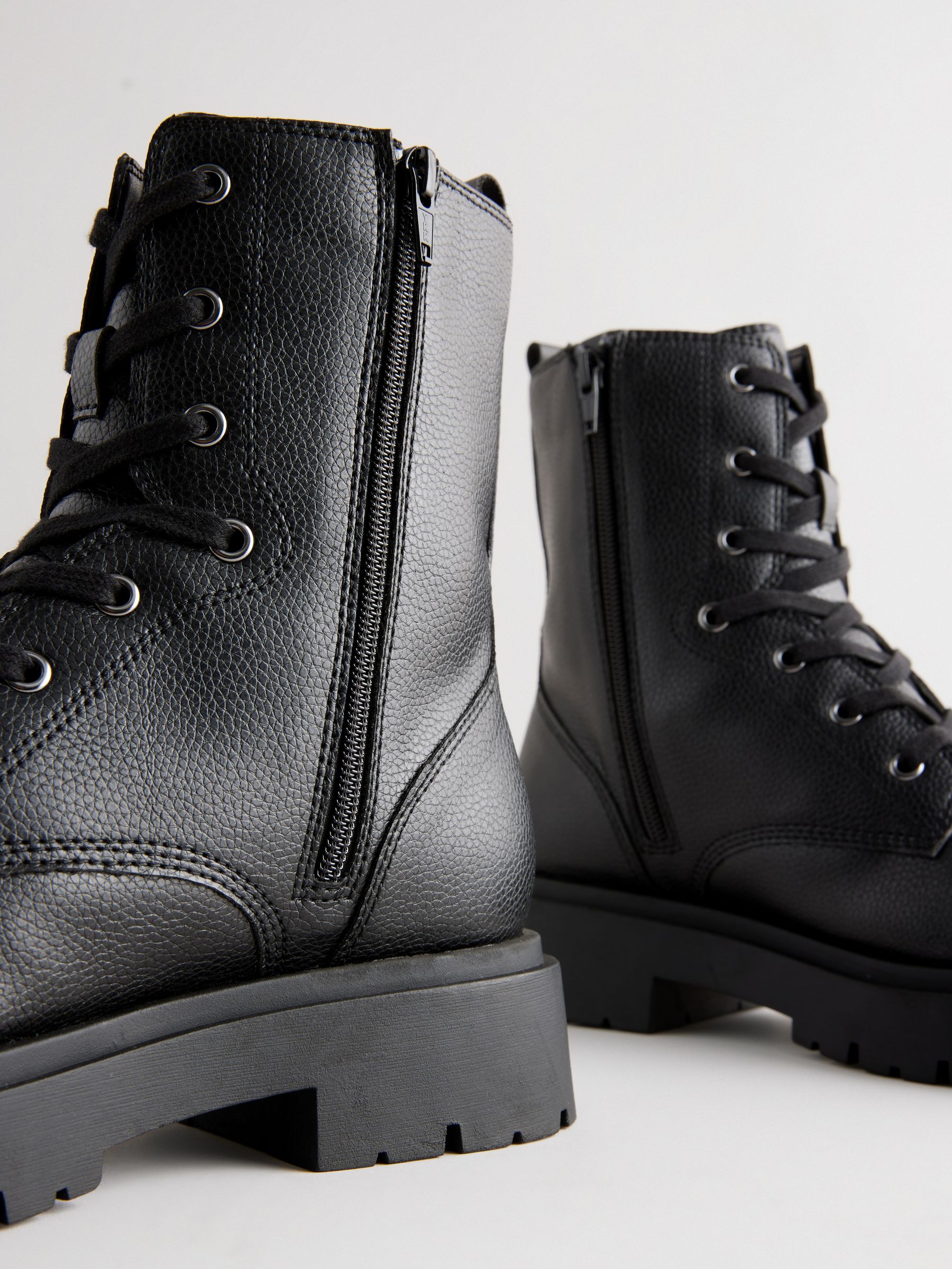 Buy Black Forever Comfort® Chunky Lace-Up Ankle Boots from the Next UK ...
