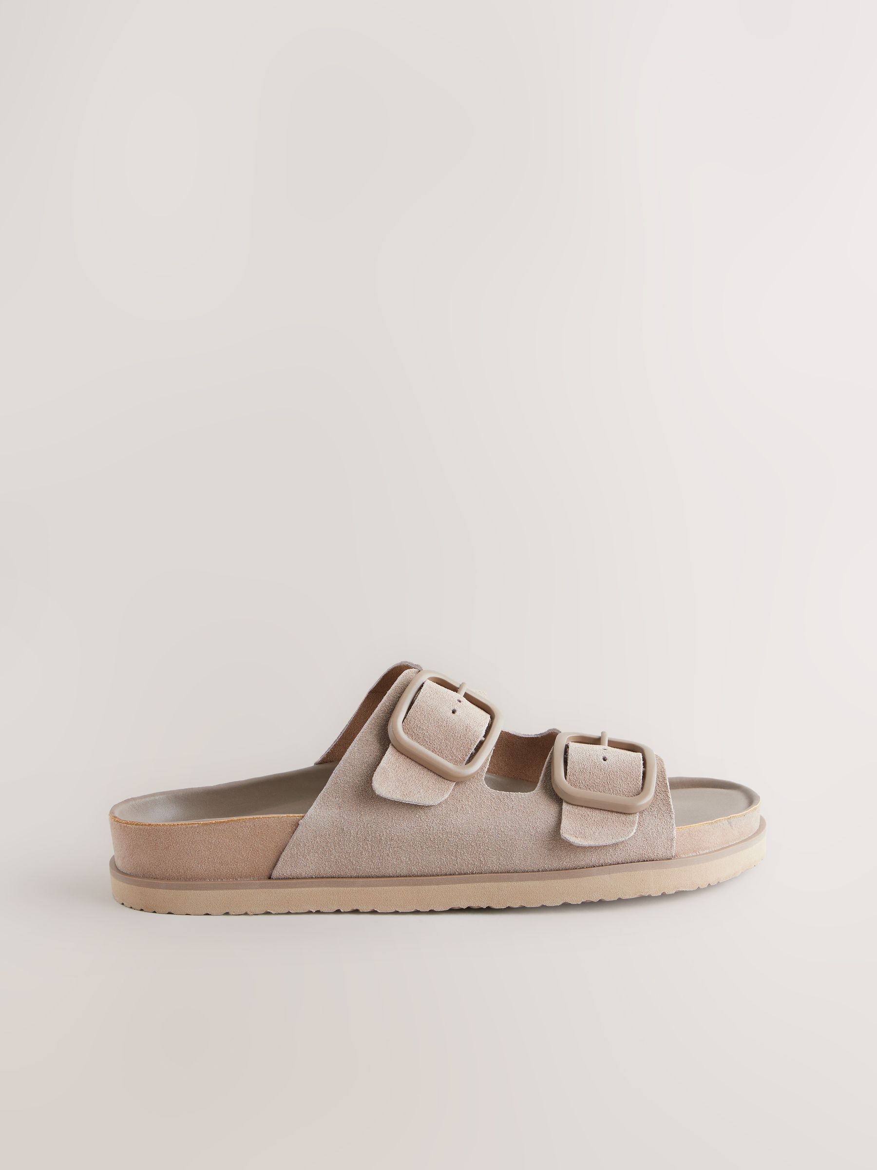 Buy Neutral Suede Premium Double Strap Footbed Sandals from the Next UK ...