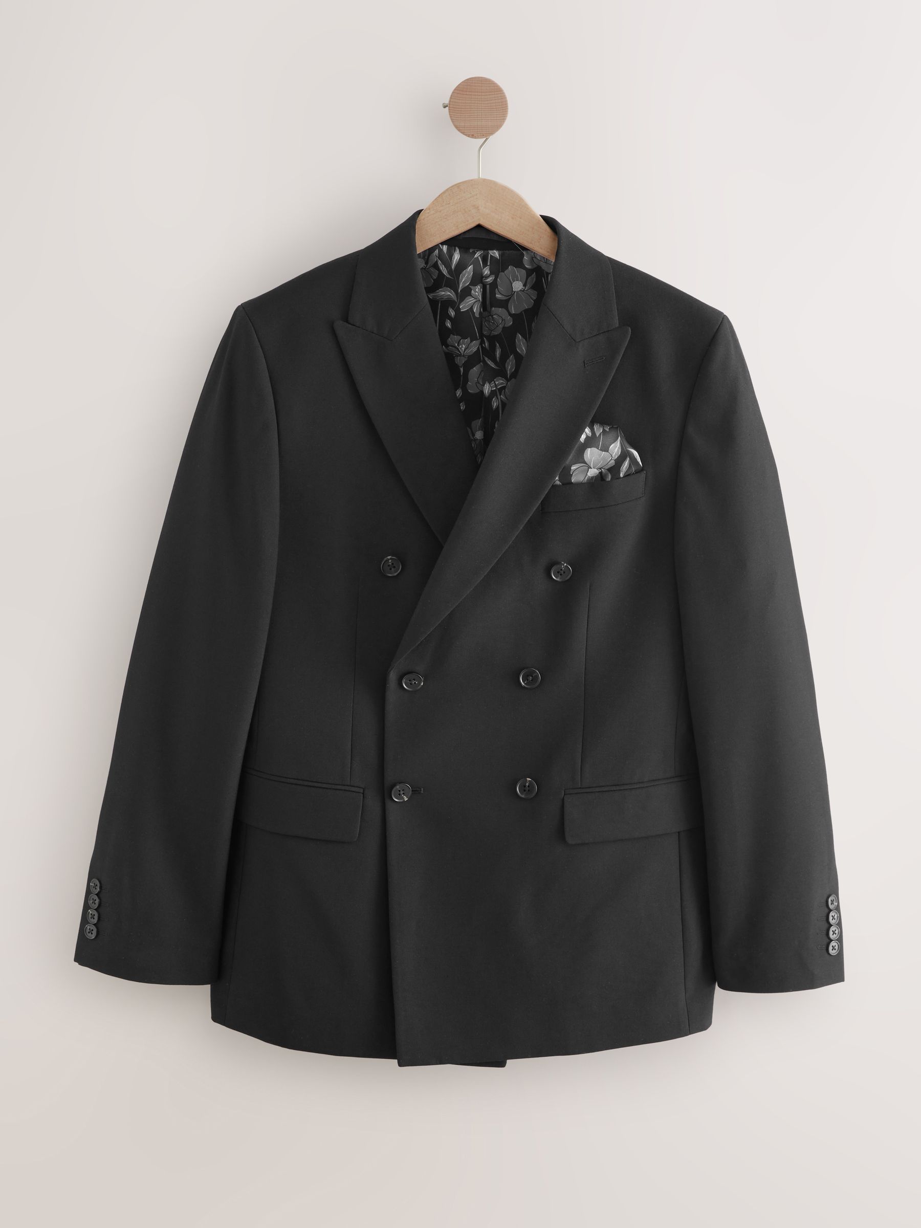 Buy Black Double Breasted Tailored Fit Two Button Suit Jacket from Next ...