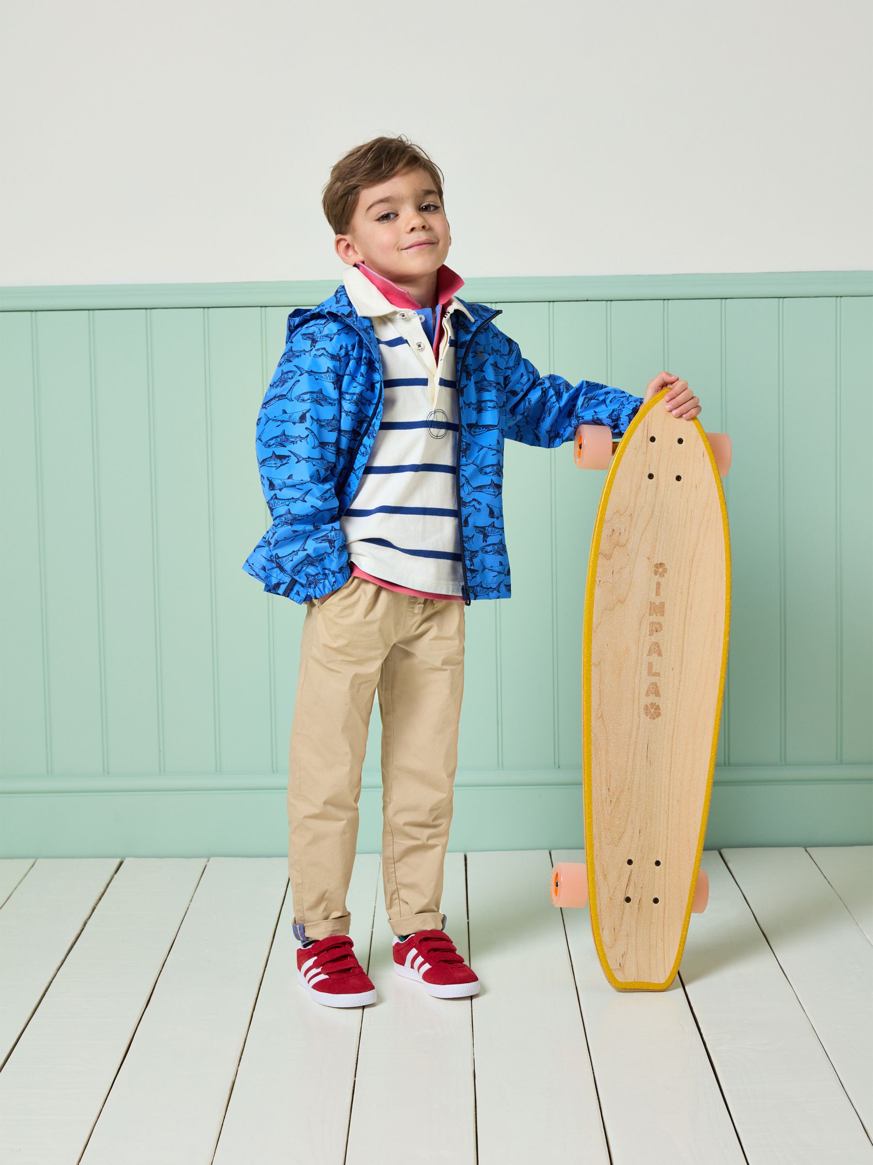 Buy Joules Boys' Rainwell Blue Shark Waterproof Raincoat With Hood from ...