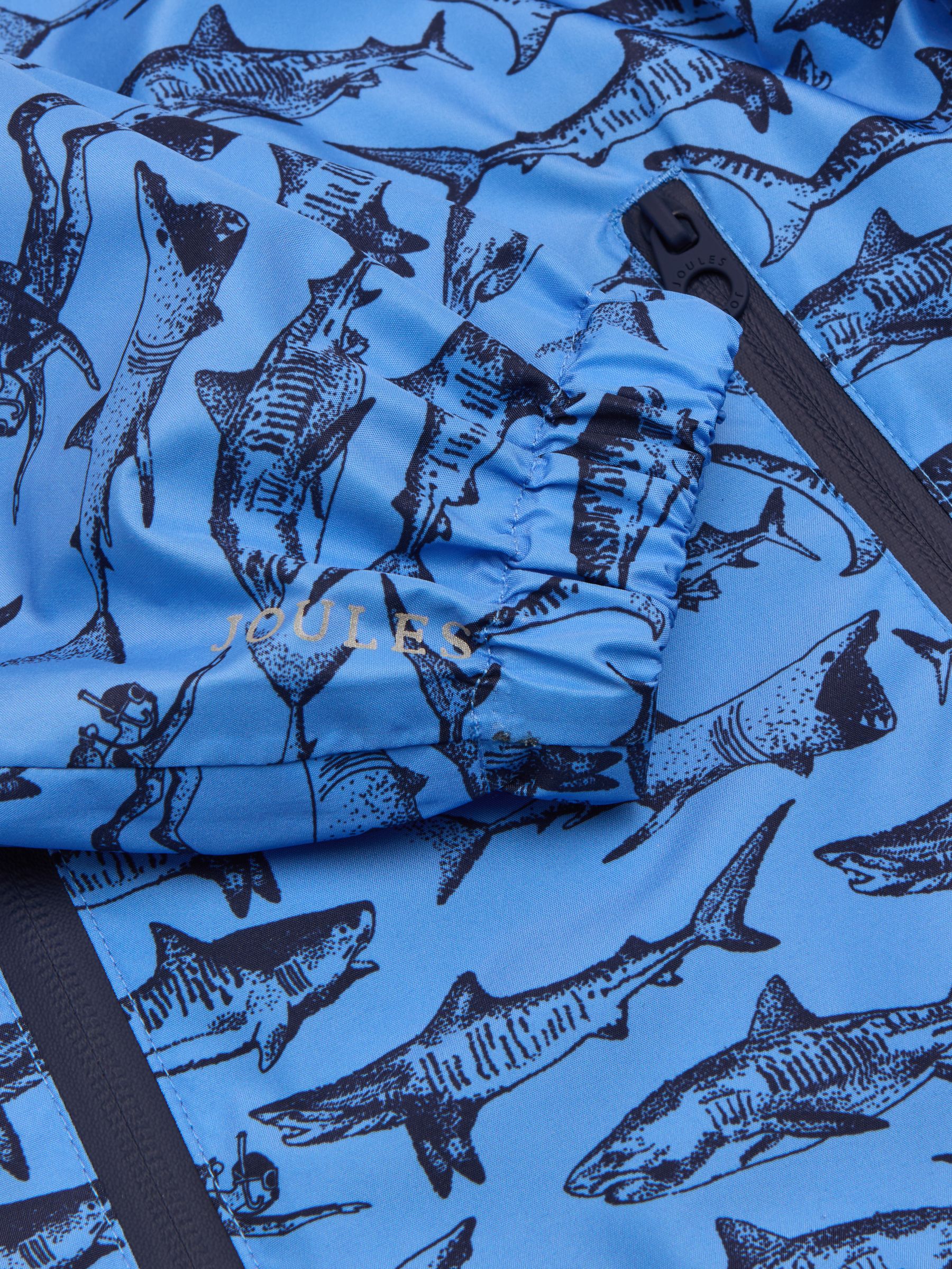 Buy Joules Boys' Rainwell Blue Shark Waterproof Raincoat With Hood from ...