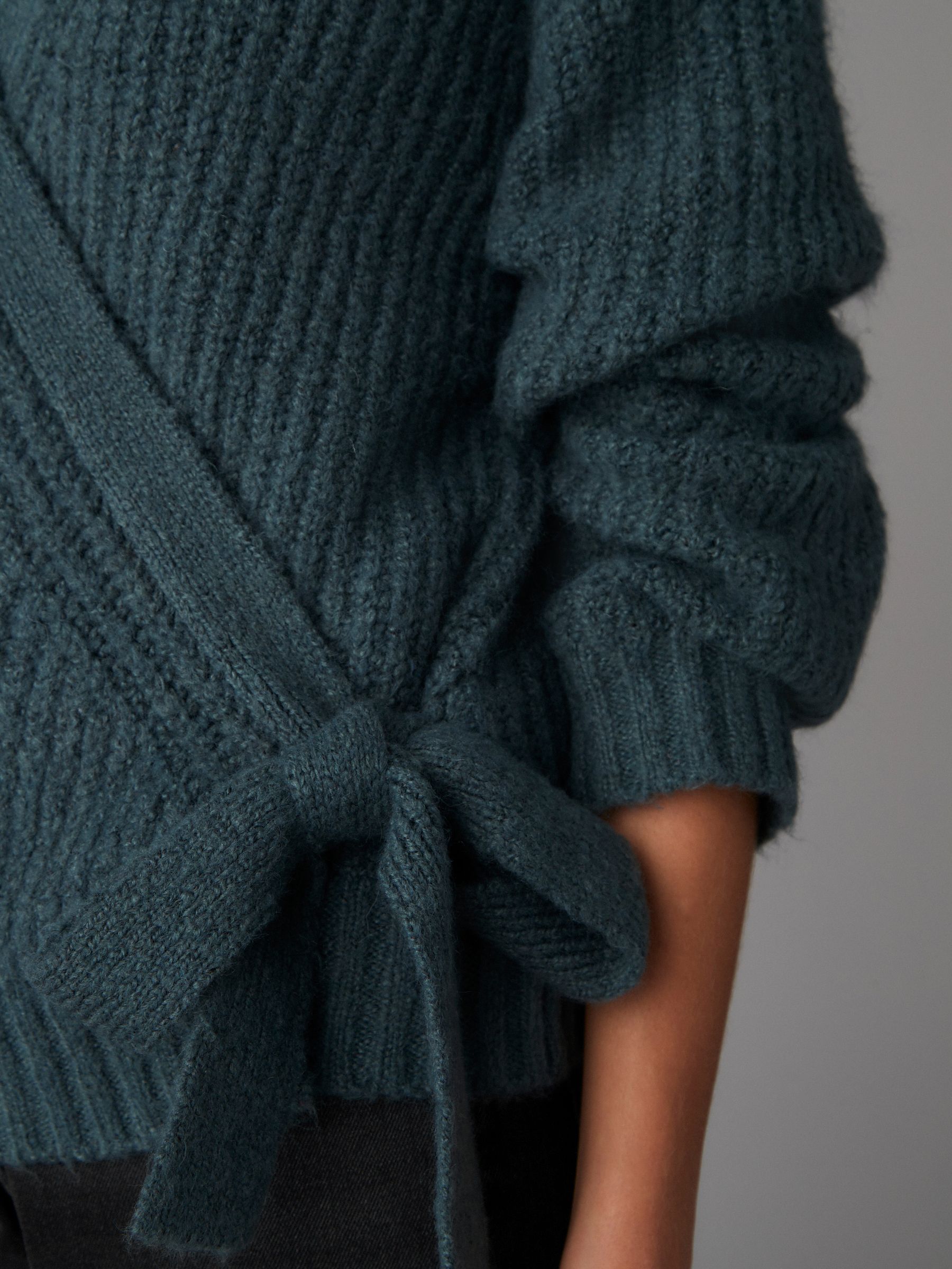 Buy Blue Long Sleeve Deep V-Neck Wrap Cardigan with Wool from the Next ...