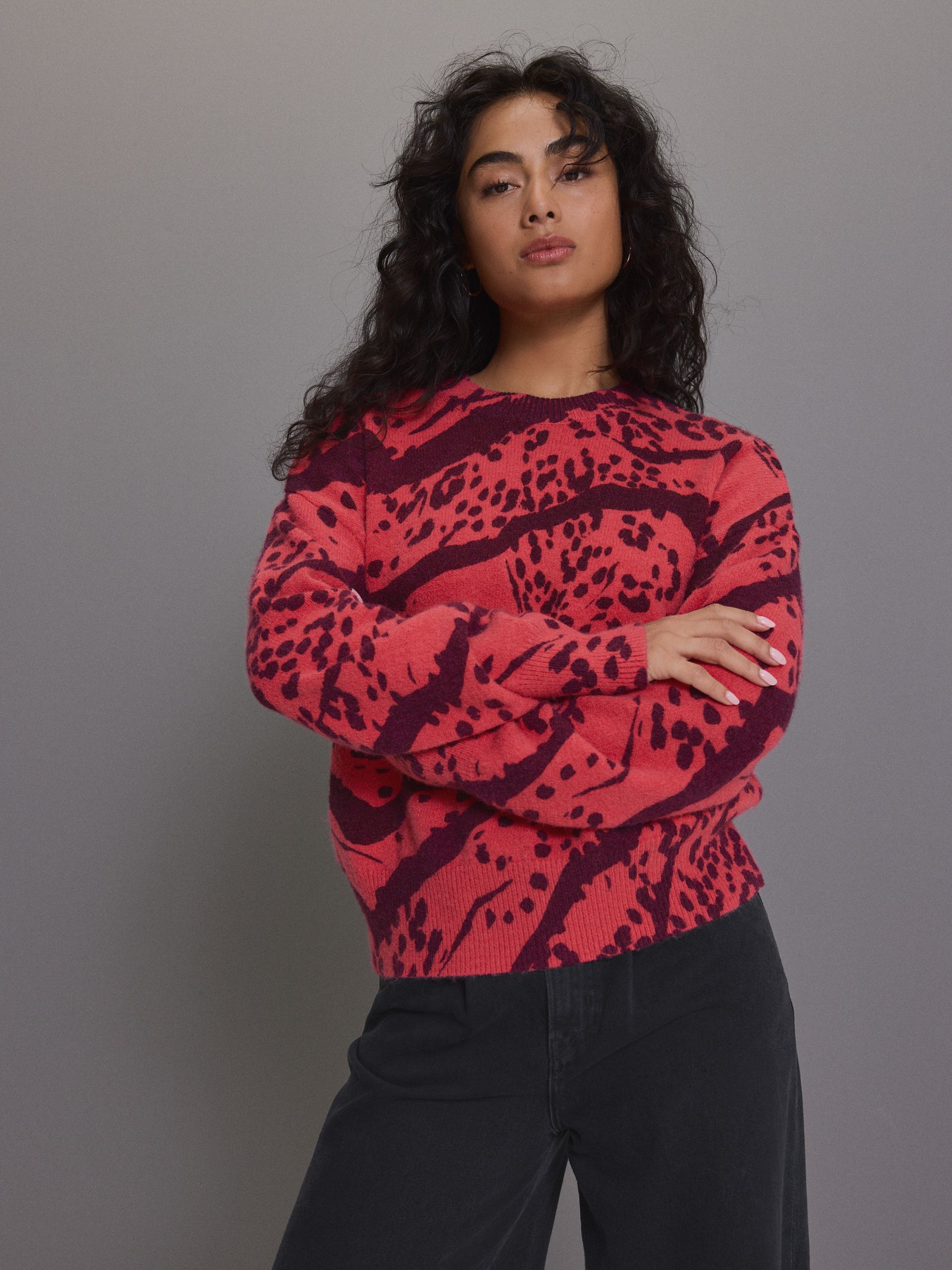 Buy Pink Animal Printed Crew Neck Jumper from the Next UK online shop