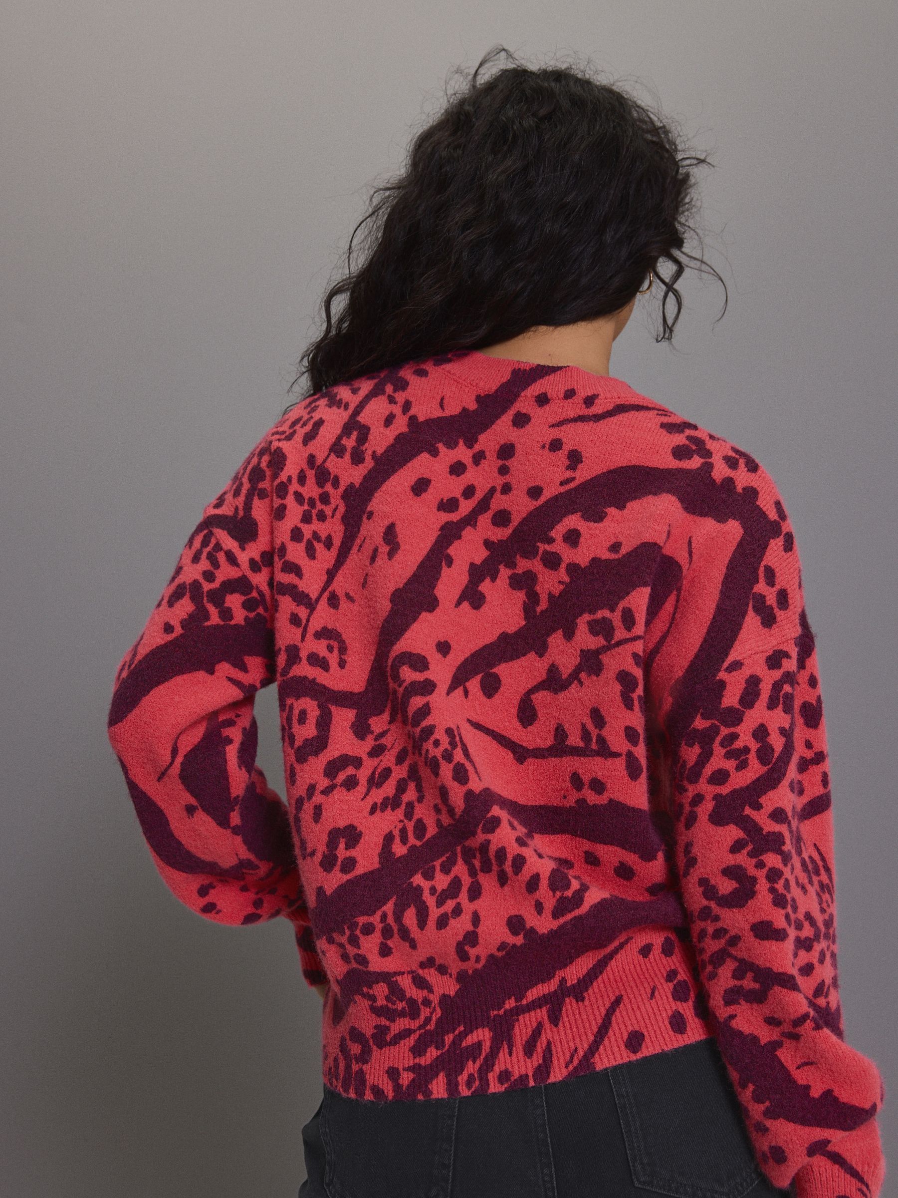Buy Pink Animal Printed Crew Neck Jumper from the Next UK online shop