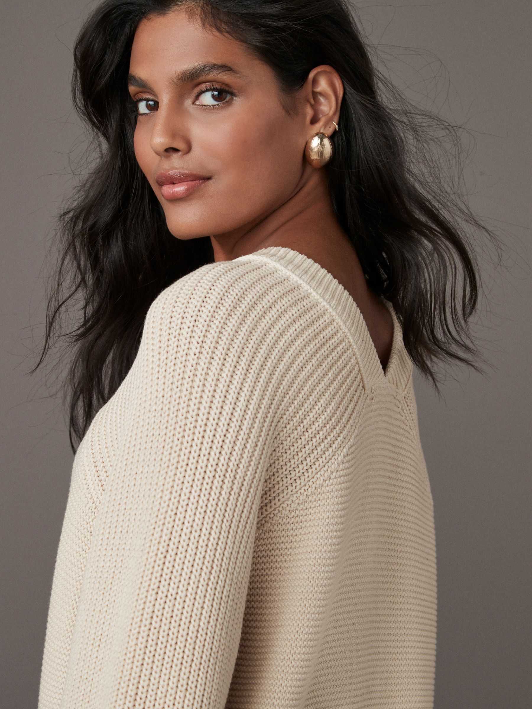 Buy Yellow Ochre Washed Seam Detail Relaxed V-Neck 100% Cotton Jumper ...
