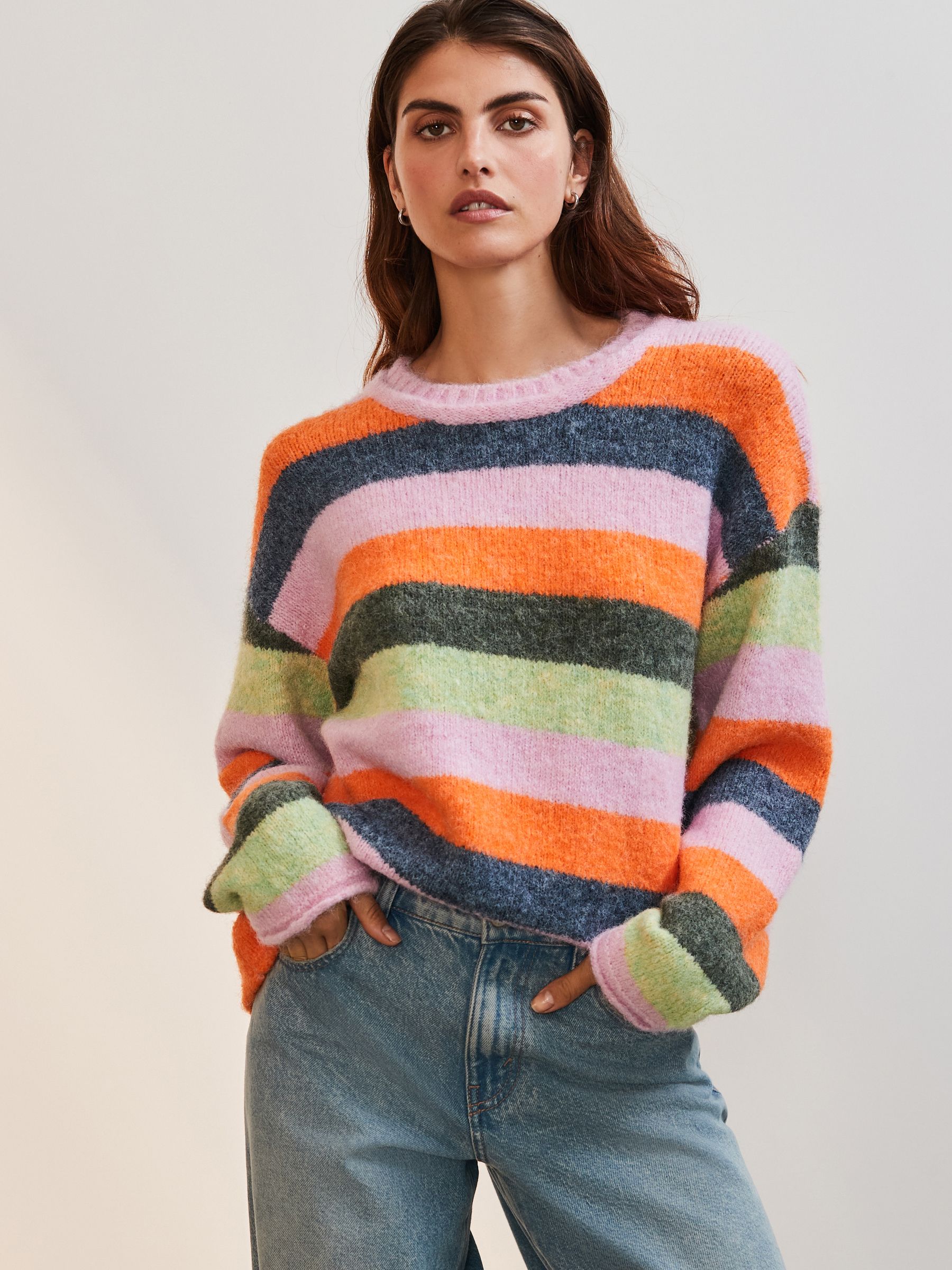 Buy Pink Bright Soft Touch Crew Neck Knitted Jumper with Wool from the ...