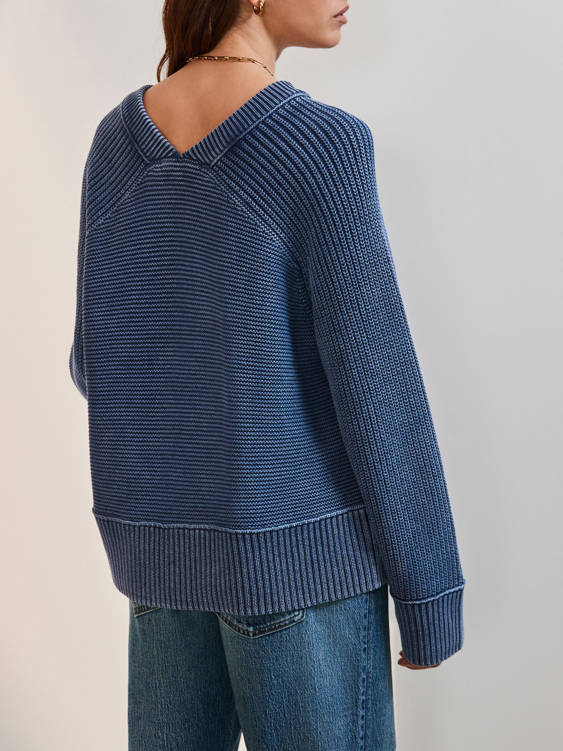 Buy Ecru Washed Seam Detail Relaxed V-Neck 100% Cotton Jumper from the ...