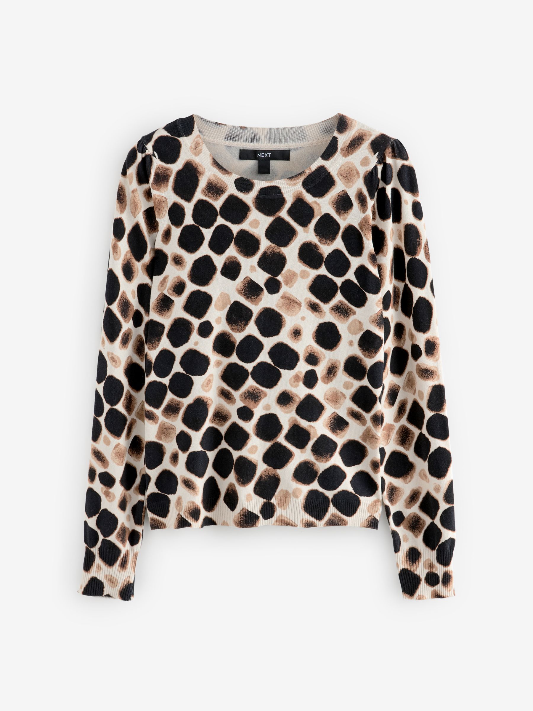 Buy Brown Neutral Crew Neck Long Sleeve Pattern Knitted Jumper from the ...